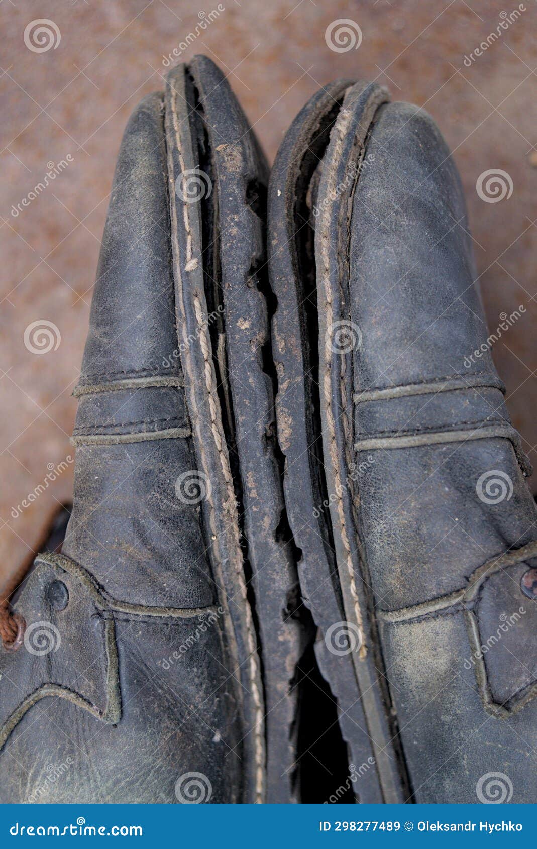 Photo of Old Torn Leather Shoes Stock Image - Image of shoes ...