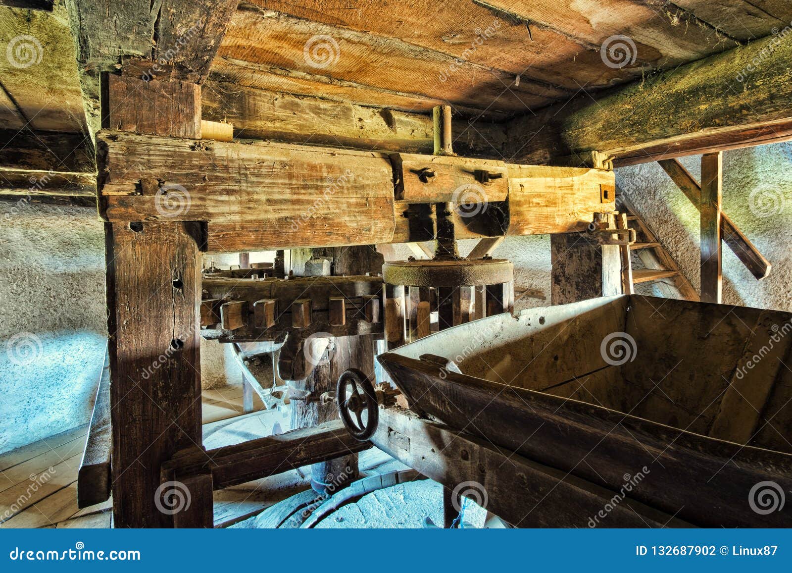 Old Traditional Windmill Interior Stock Photo - Image of tool, mill ...