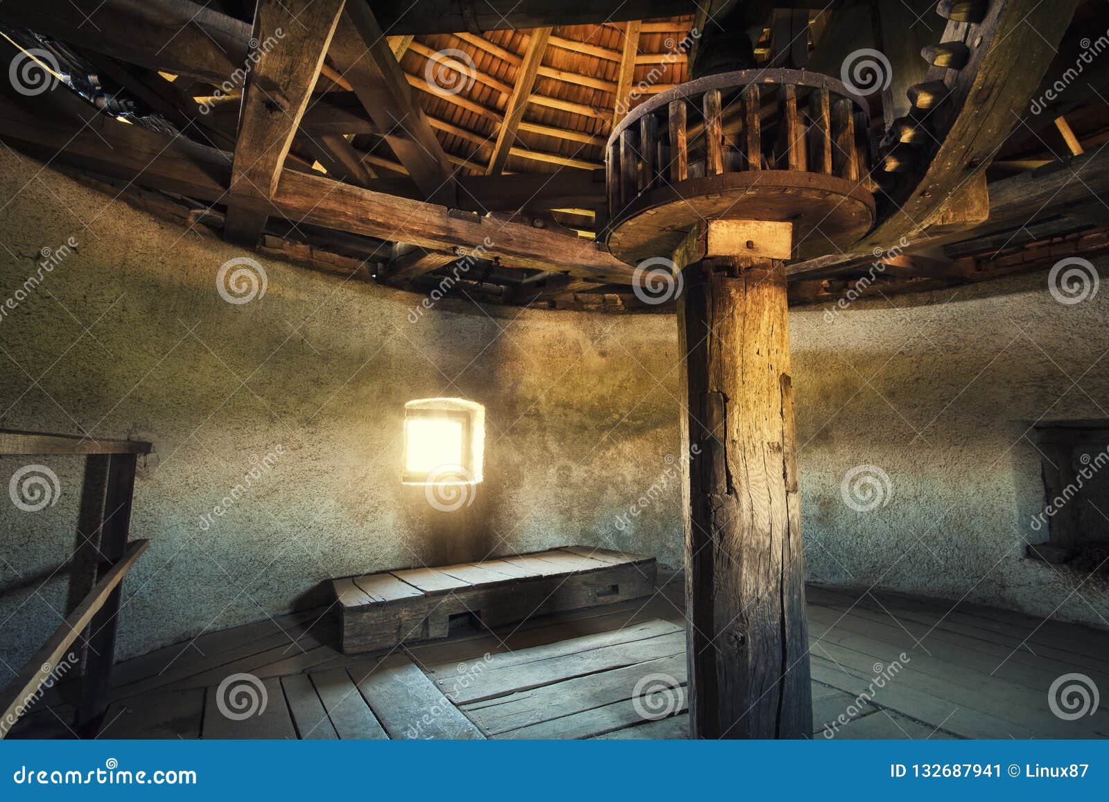 Old Traditional Windmill Interior Stock Image - Image of agriculture ...