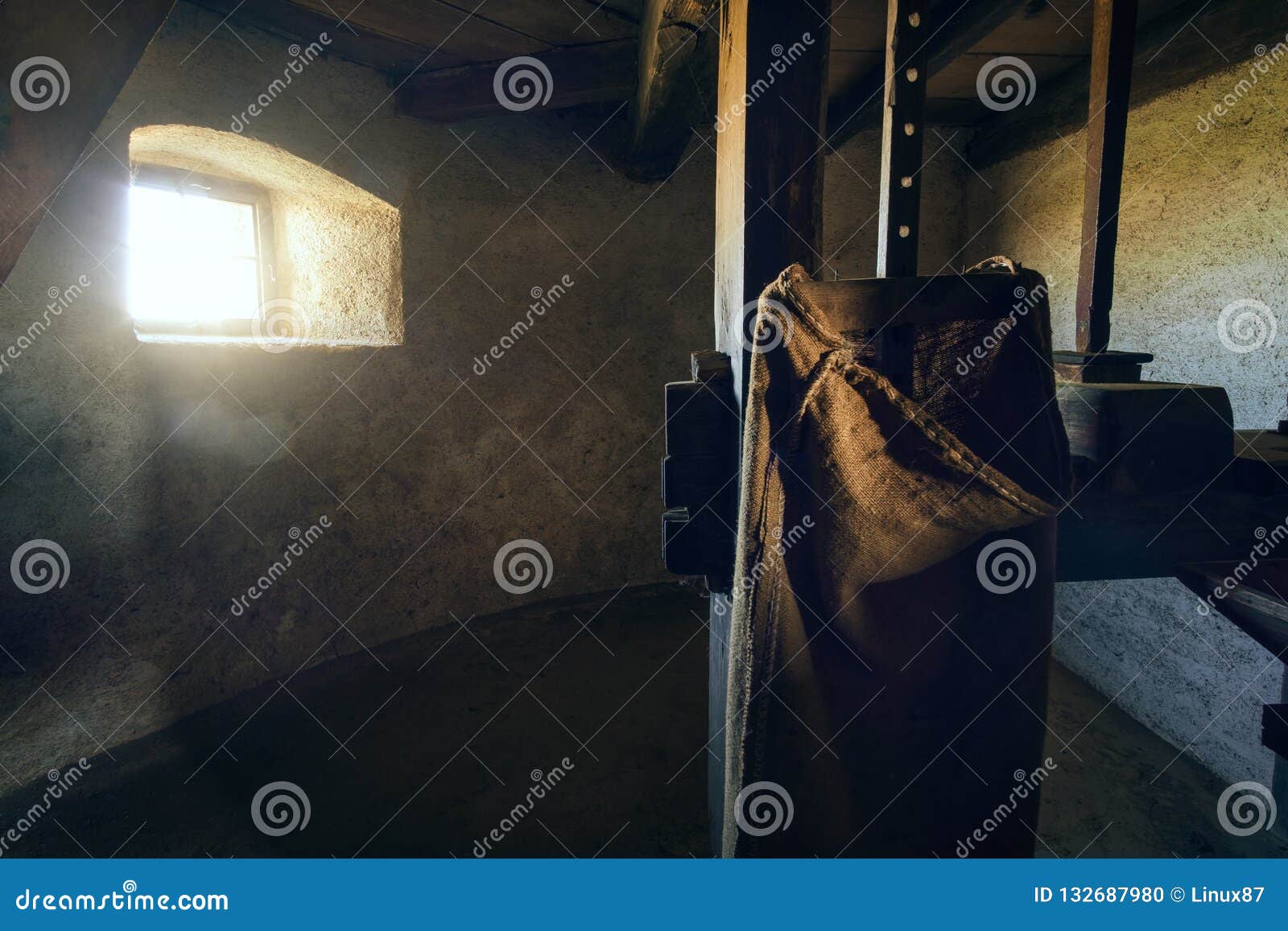 Old Traditional Windmill Interior Stock Photo - Image of inside, stairs ...