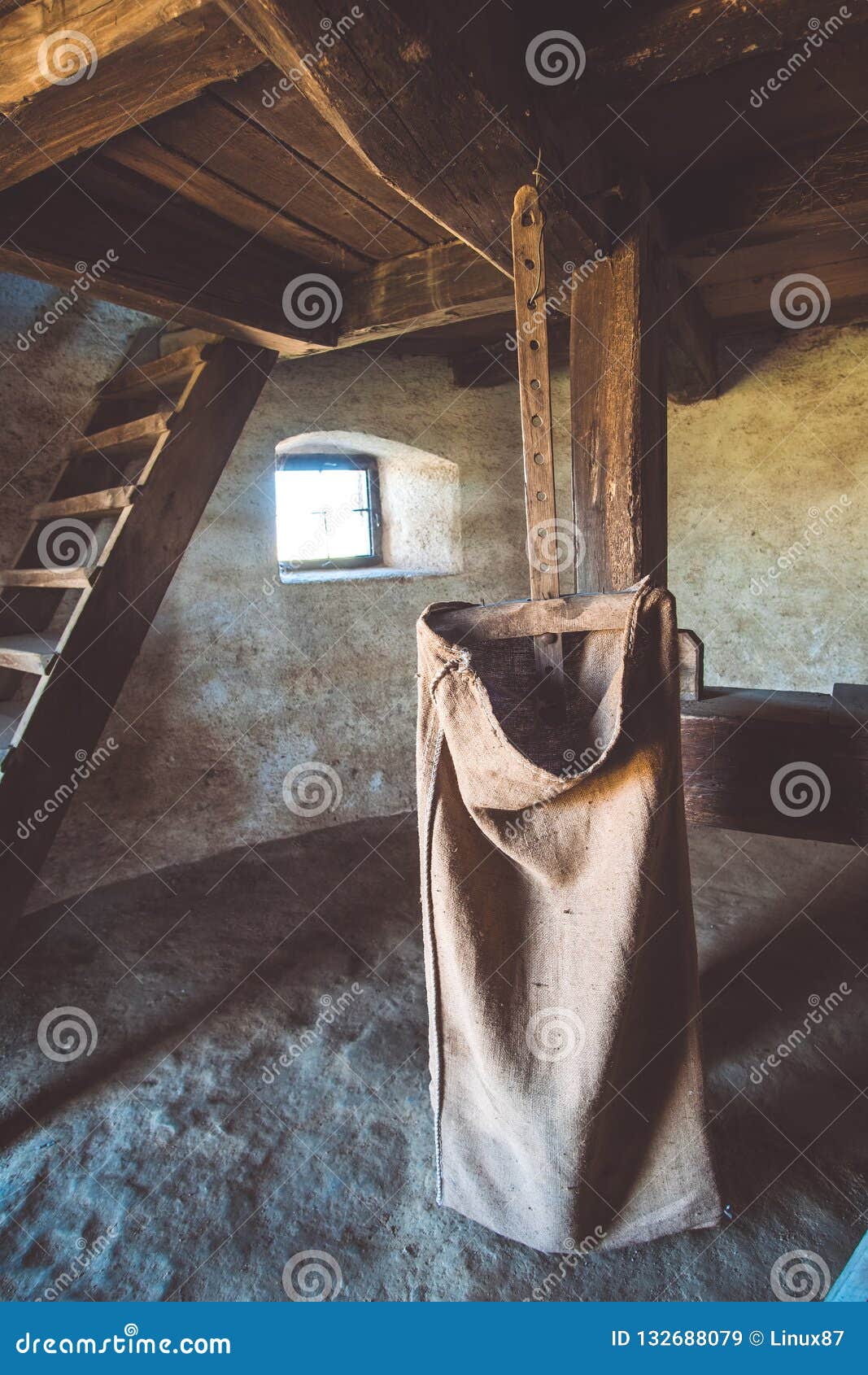Old Traditional Windmill Interior Stock Image - Image of grinder, grain ...