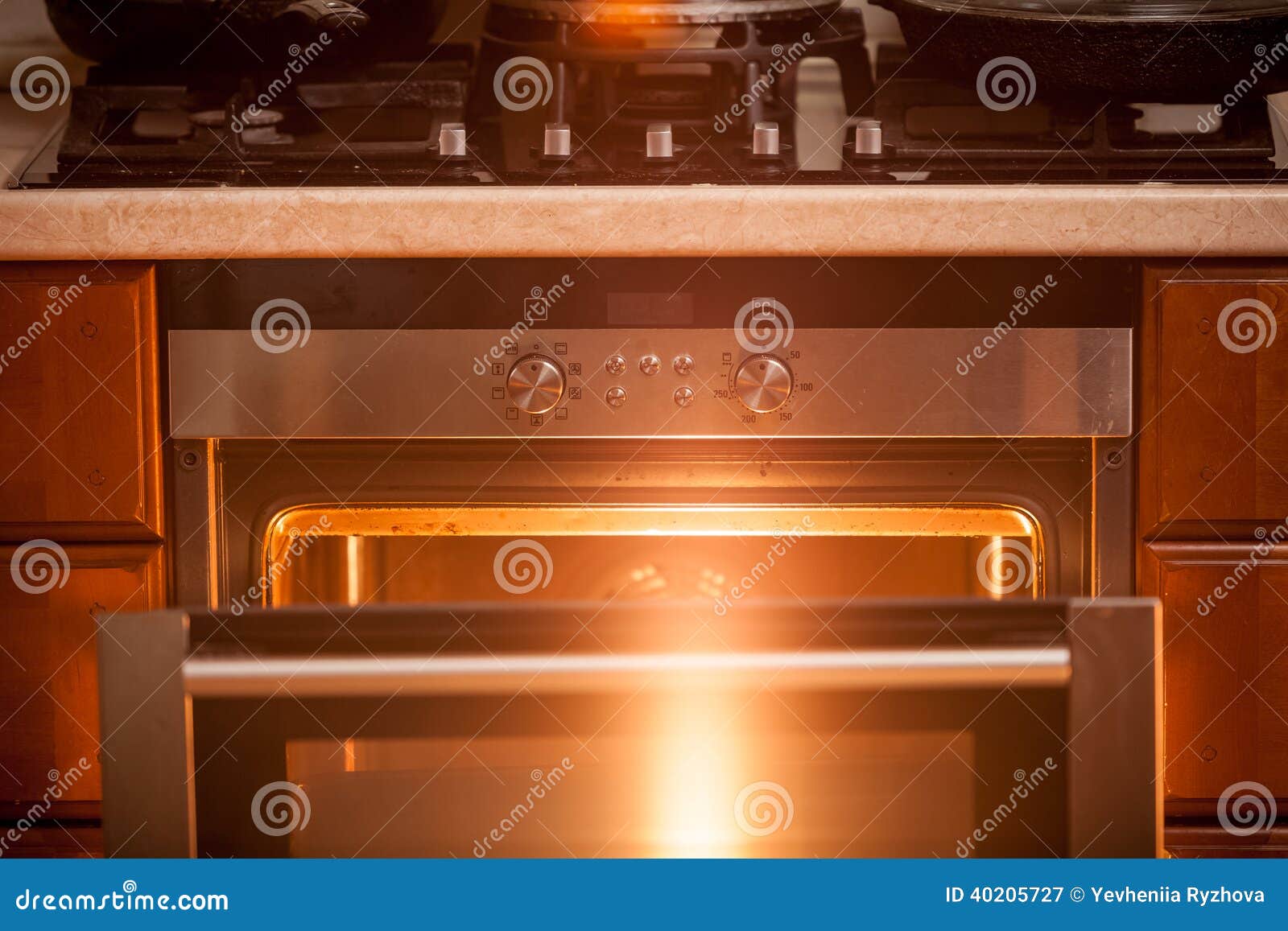 Photo of Open Incandescent Open Oven Stock Image - Image of closeup ...