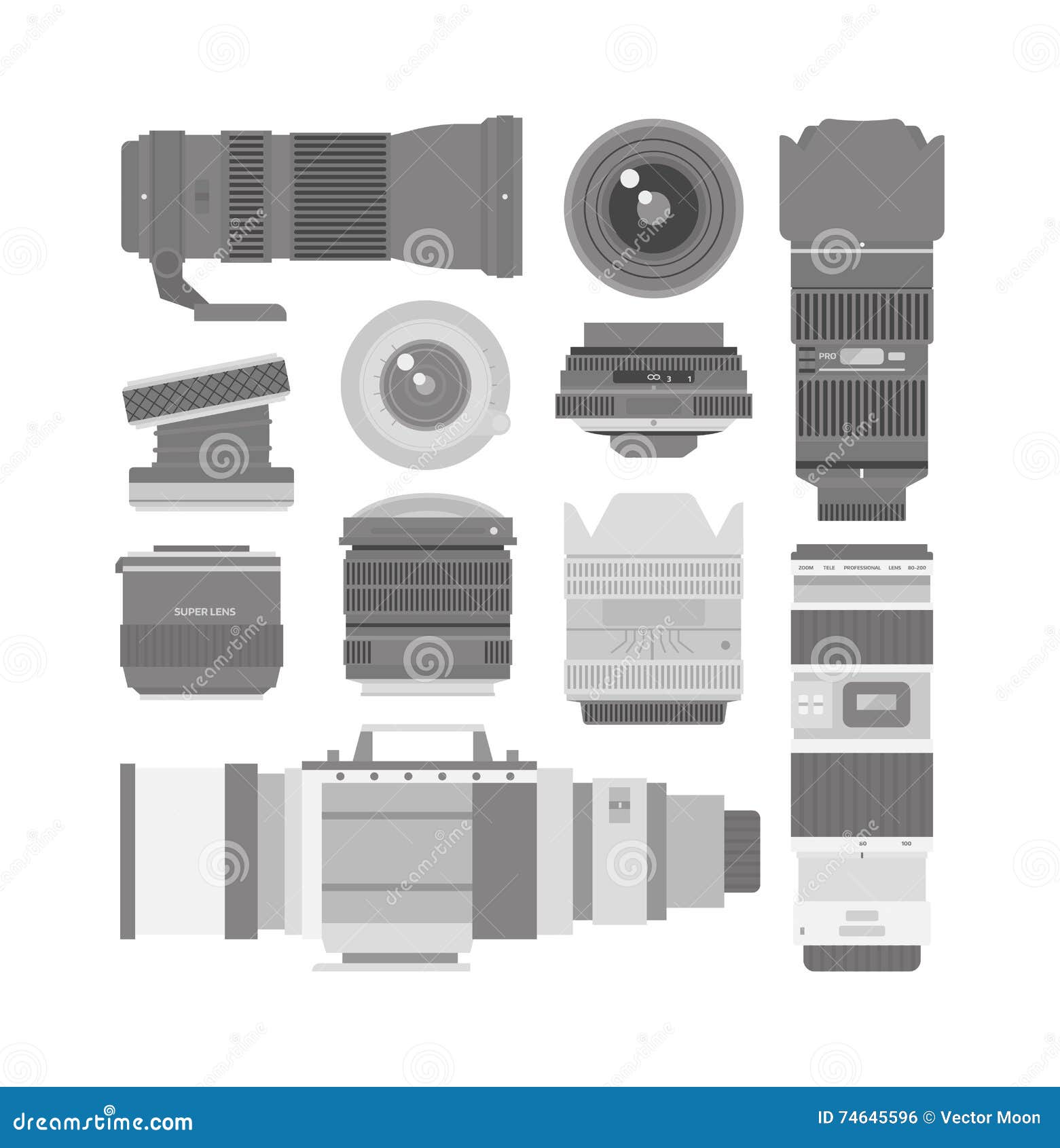 Photo Optic Lenses Vector Set. Stock Vector - Illustration of optical ...