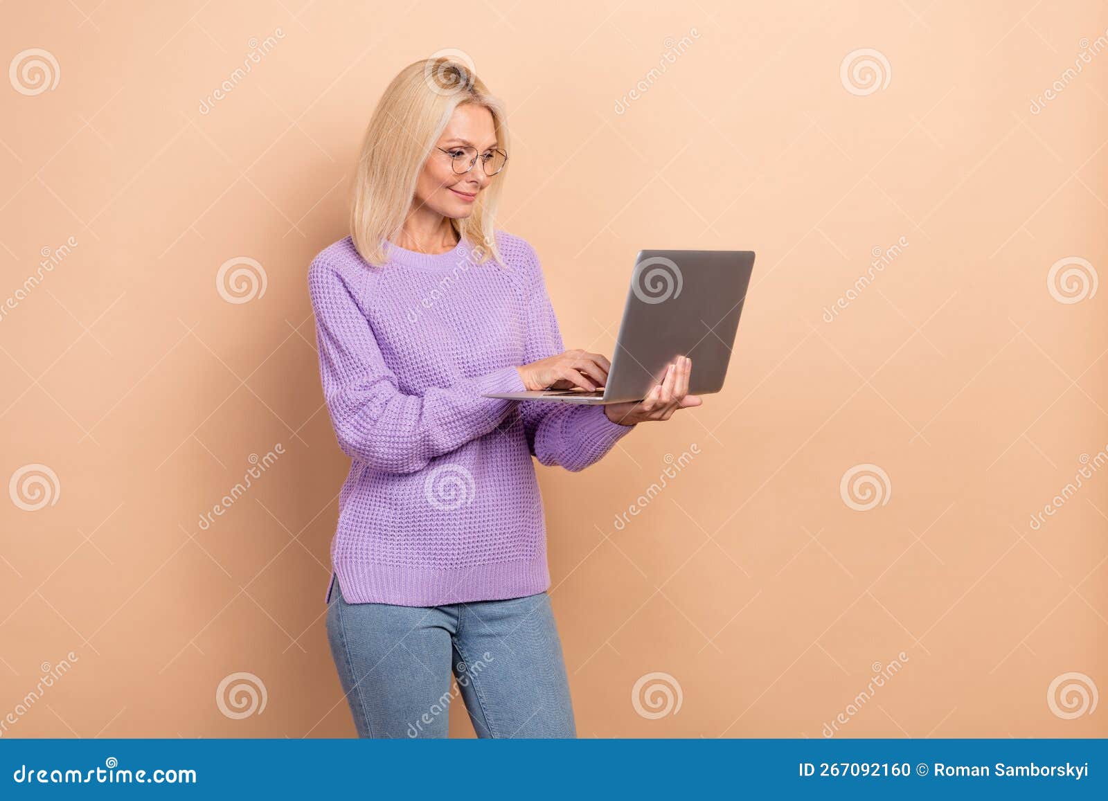 Photo Of Optimistic Satisfied Confident Lady Blond Hairdo Wear Knit