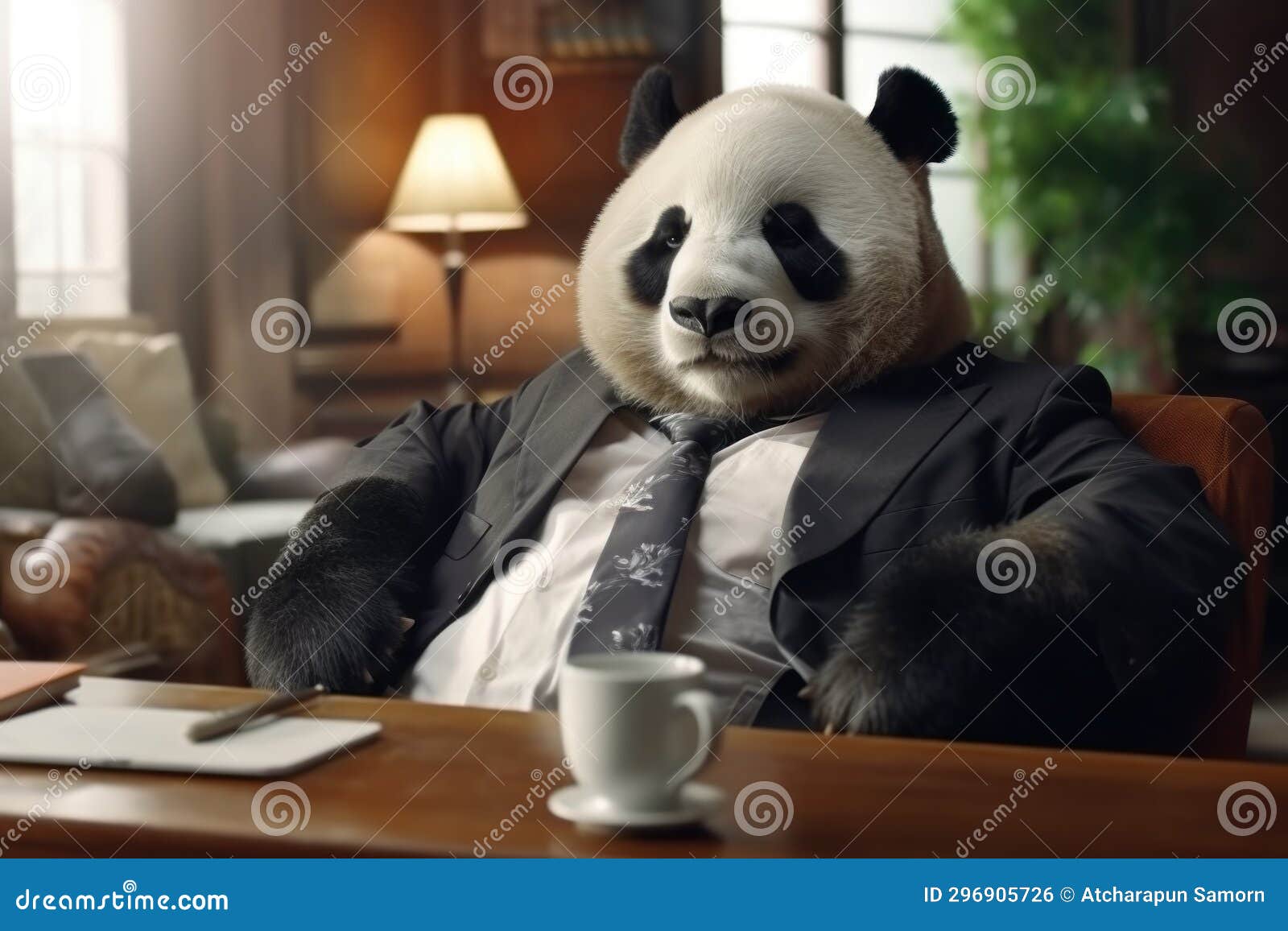 Photo Panda Being Lazy in the Office, Generative AI Stock Photo - Image ...
