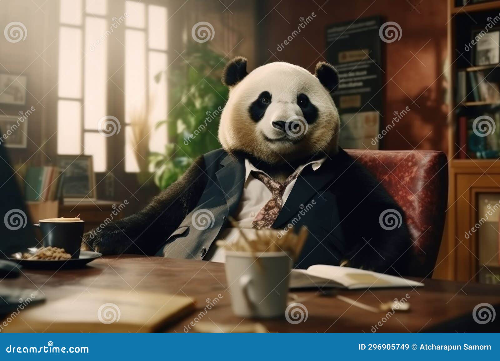 Photo Panda Being Lazy in the Office, Generative AI Stock Image - Image ...