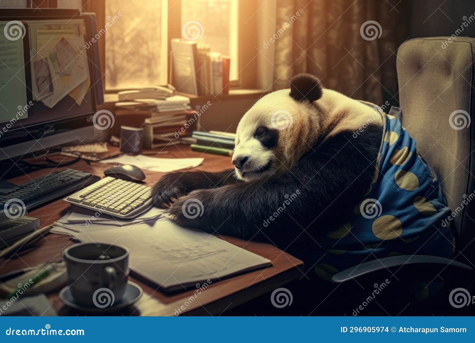 Photo Panda Being Lazy in the Office, Generative AI Stock Photo - Image ...