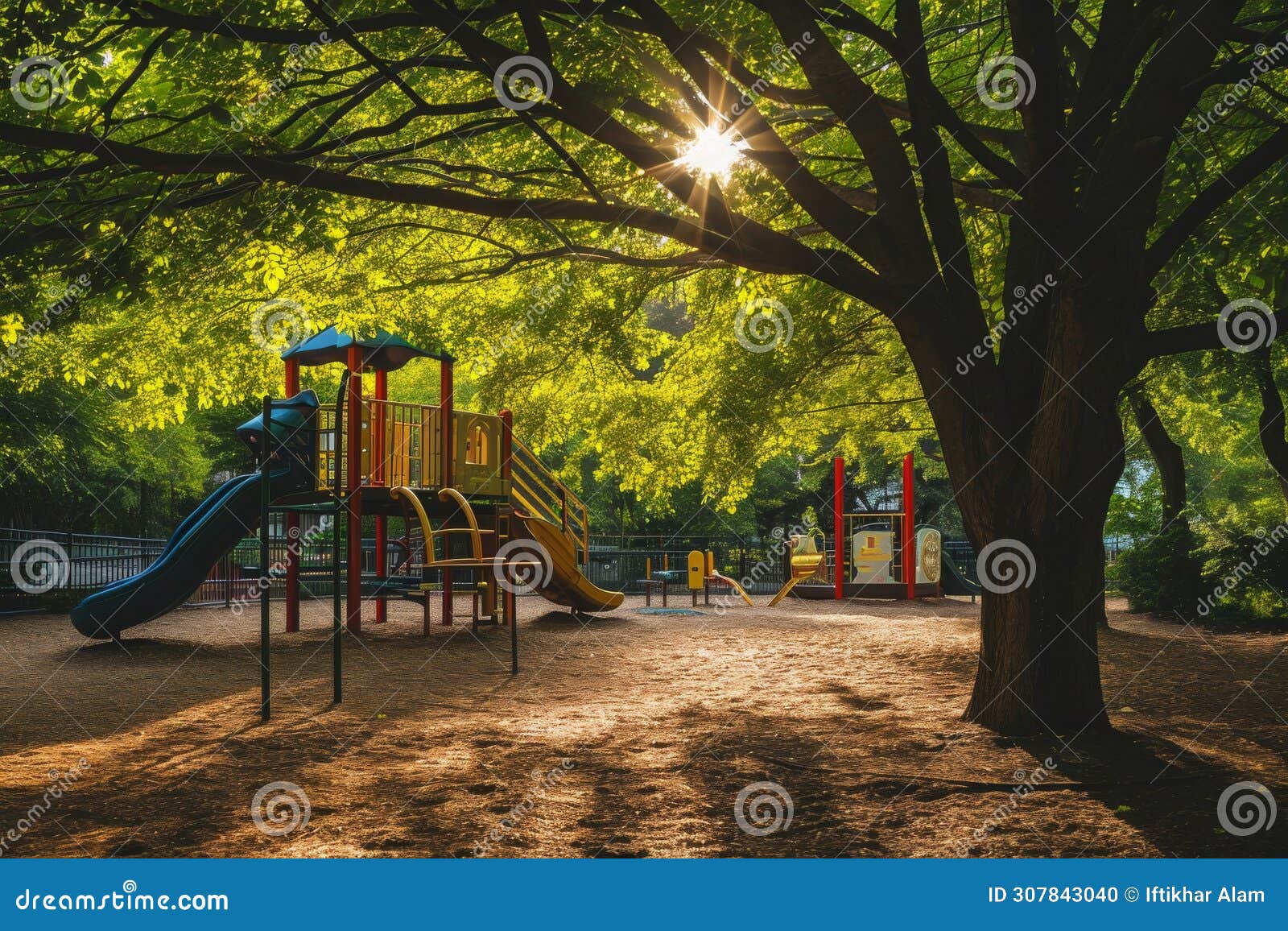 A Photo of a Park Featuring a Play Structure Surrounded by Trees, a ...