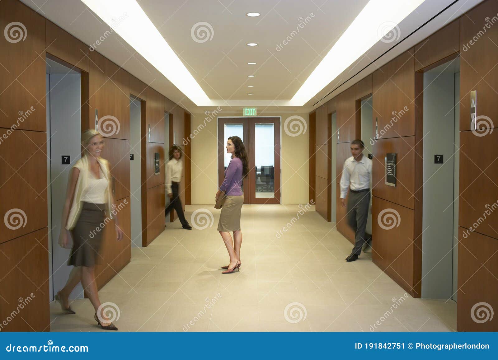 Photo of People in Elevator Lobby Stock Image - Image of people ...
