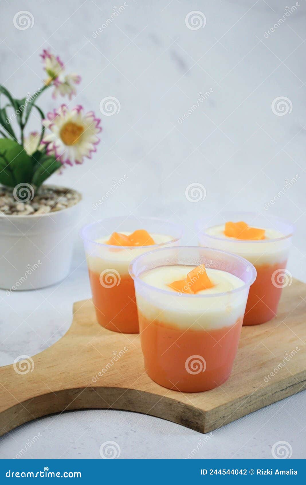 Photo or Picture Delicious Mango Pudding with Vanilla Fla in a Cup ...