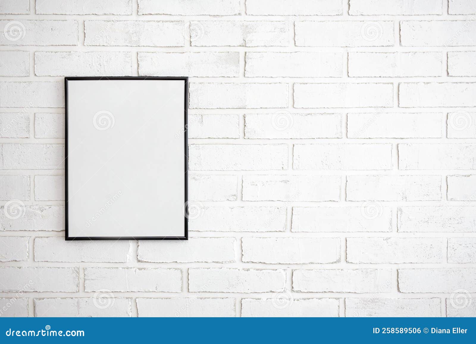 Photo or Picture Frame Over White Brick Wall Background Stock Photo ...