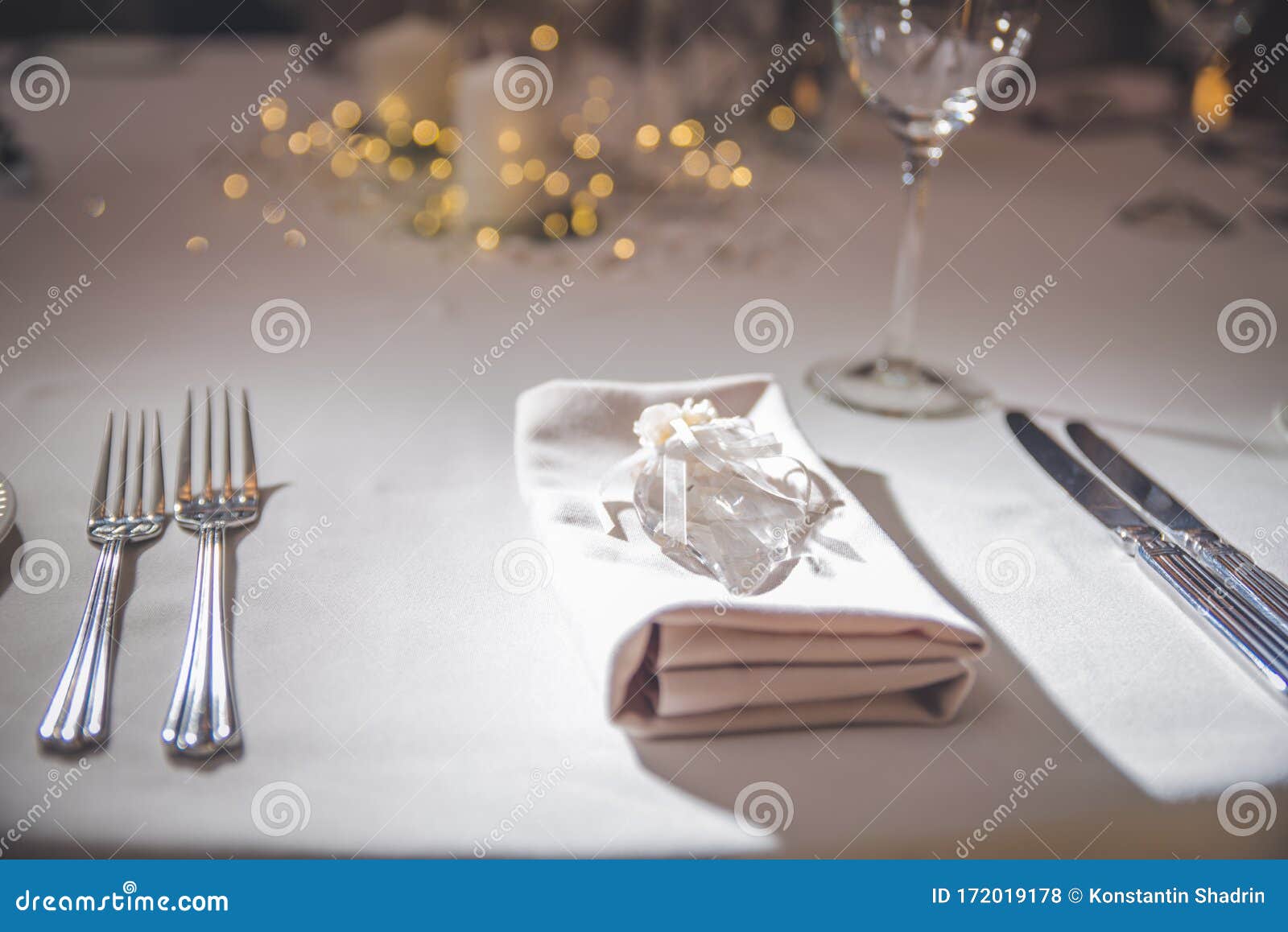 A Photo of Place Settings Laid Out on a Restaurant Table Stock Photo ...