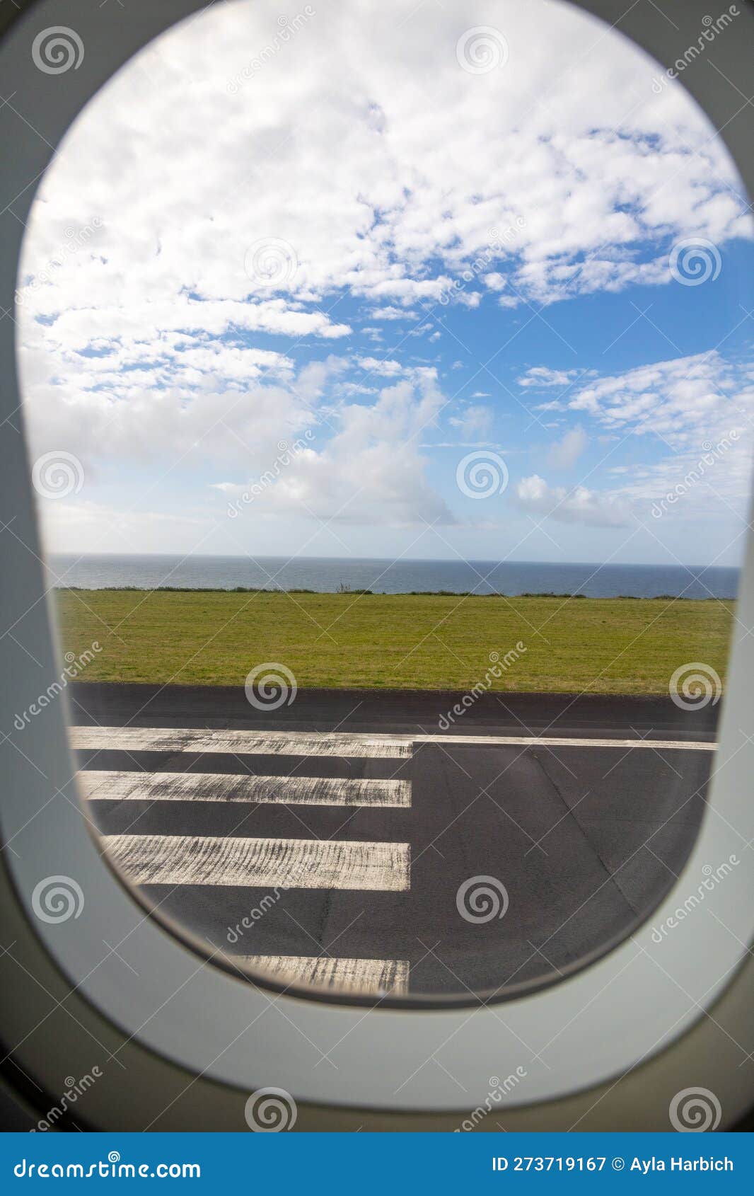 Photo from the Plane Window, Ocean and Sky, Runway View Stock Image ...