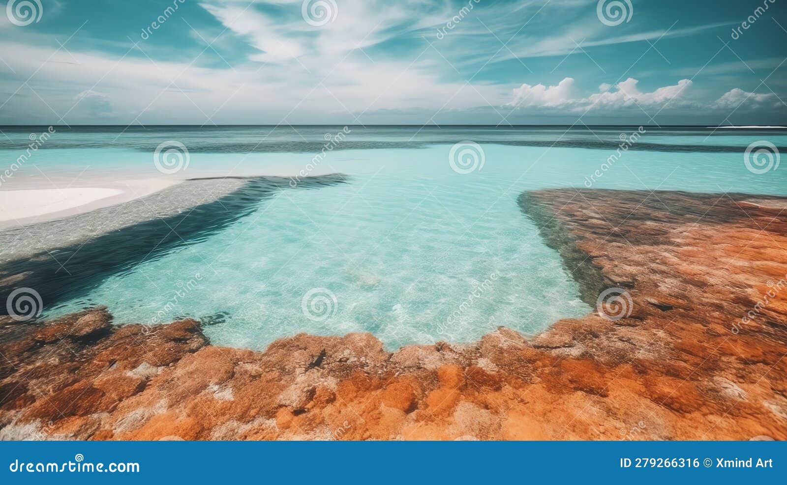Pool in the Beach with Horizon Background Stock Illustration ...