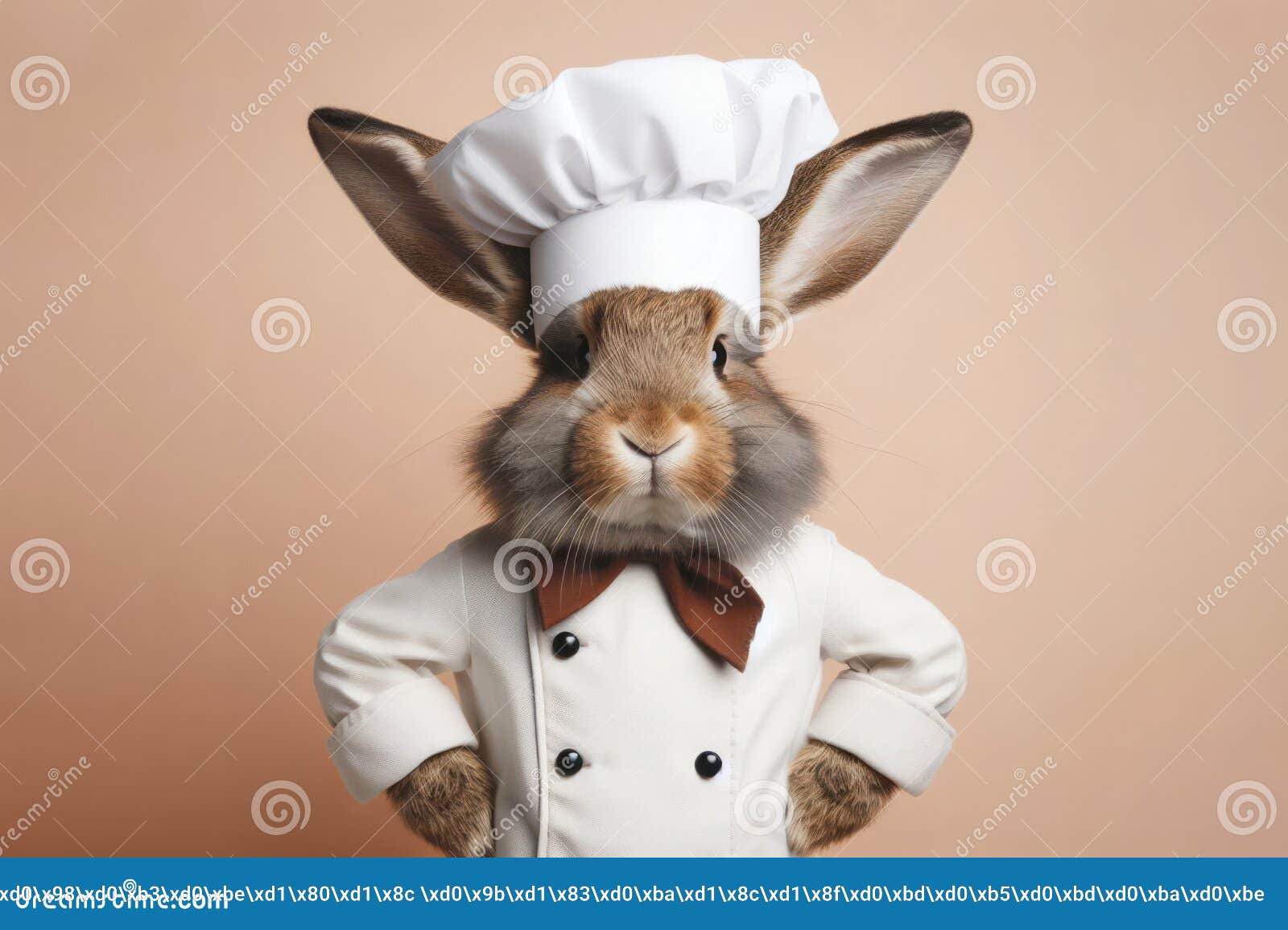 Photo Portrait of Happy Cute Hare Dressed As Chef on Solid Color ...