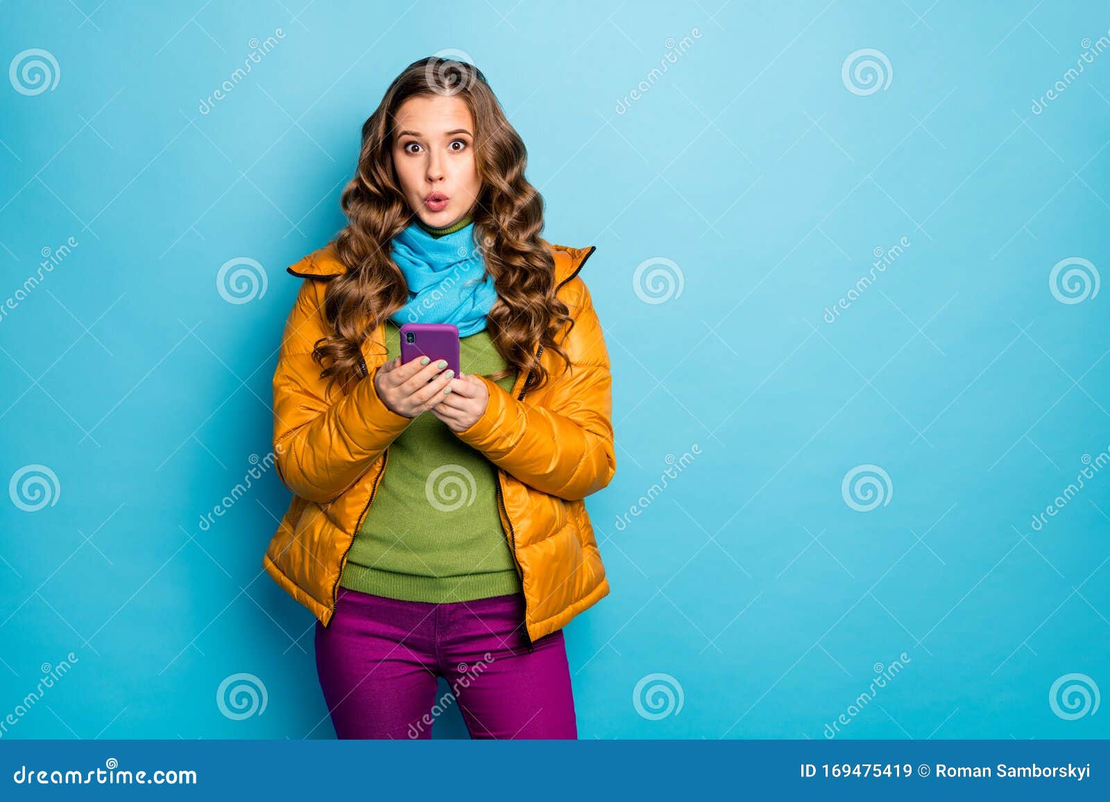 Photo Of Pretty Millennial Lady Hold Telephone Hands Read Sale Shopping