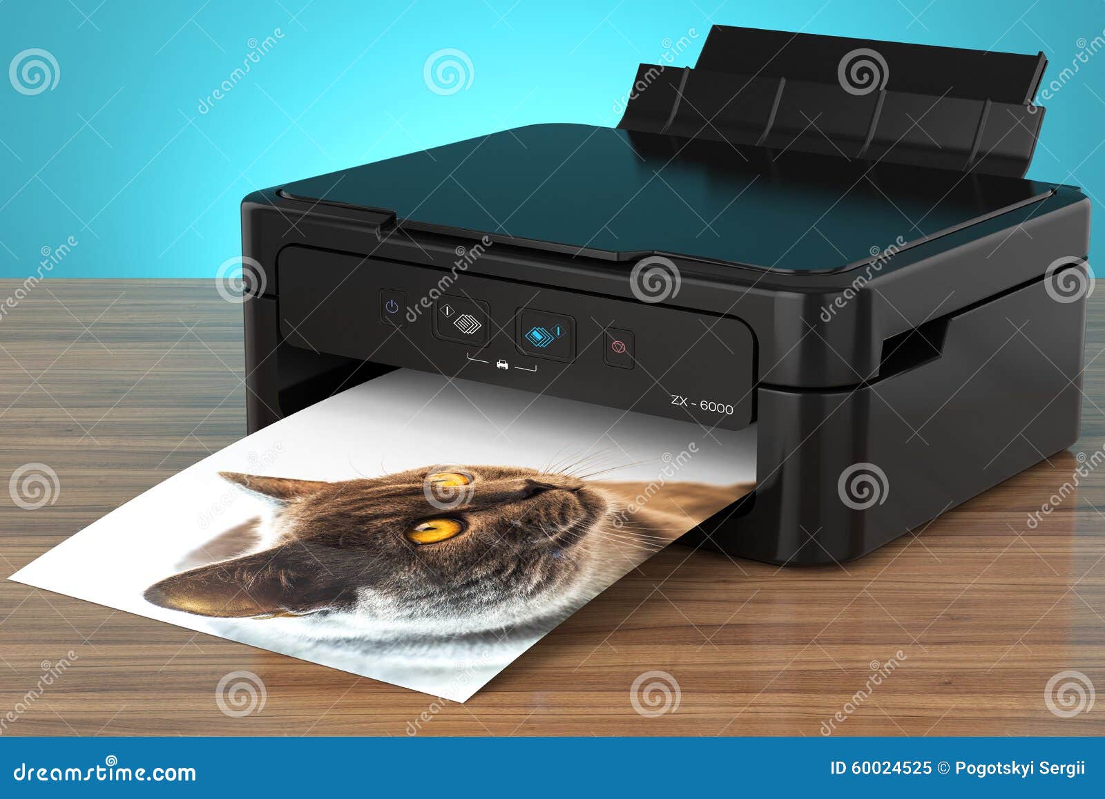 Photo printer with cat stock illustration. Illustration of dimensional ...