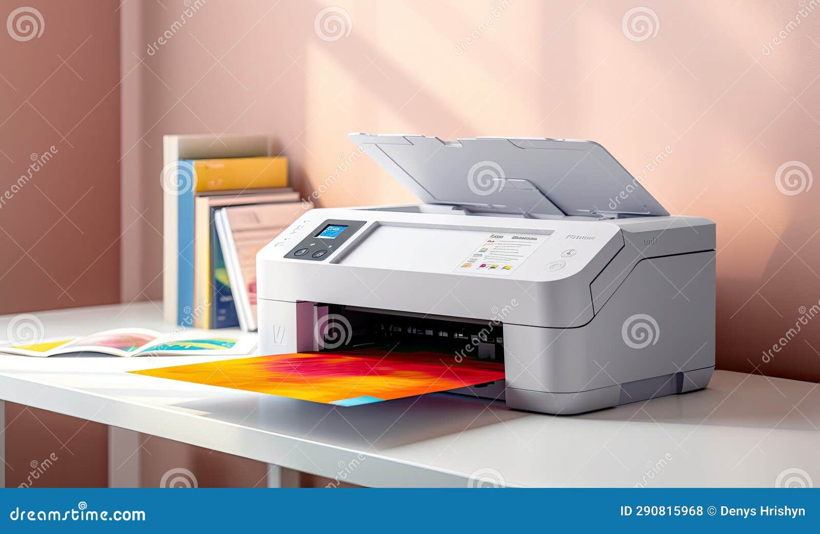 Photo of a Printer on a Table with Another Printer on Top Stock ...