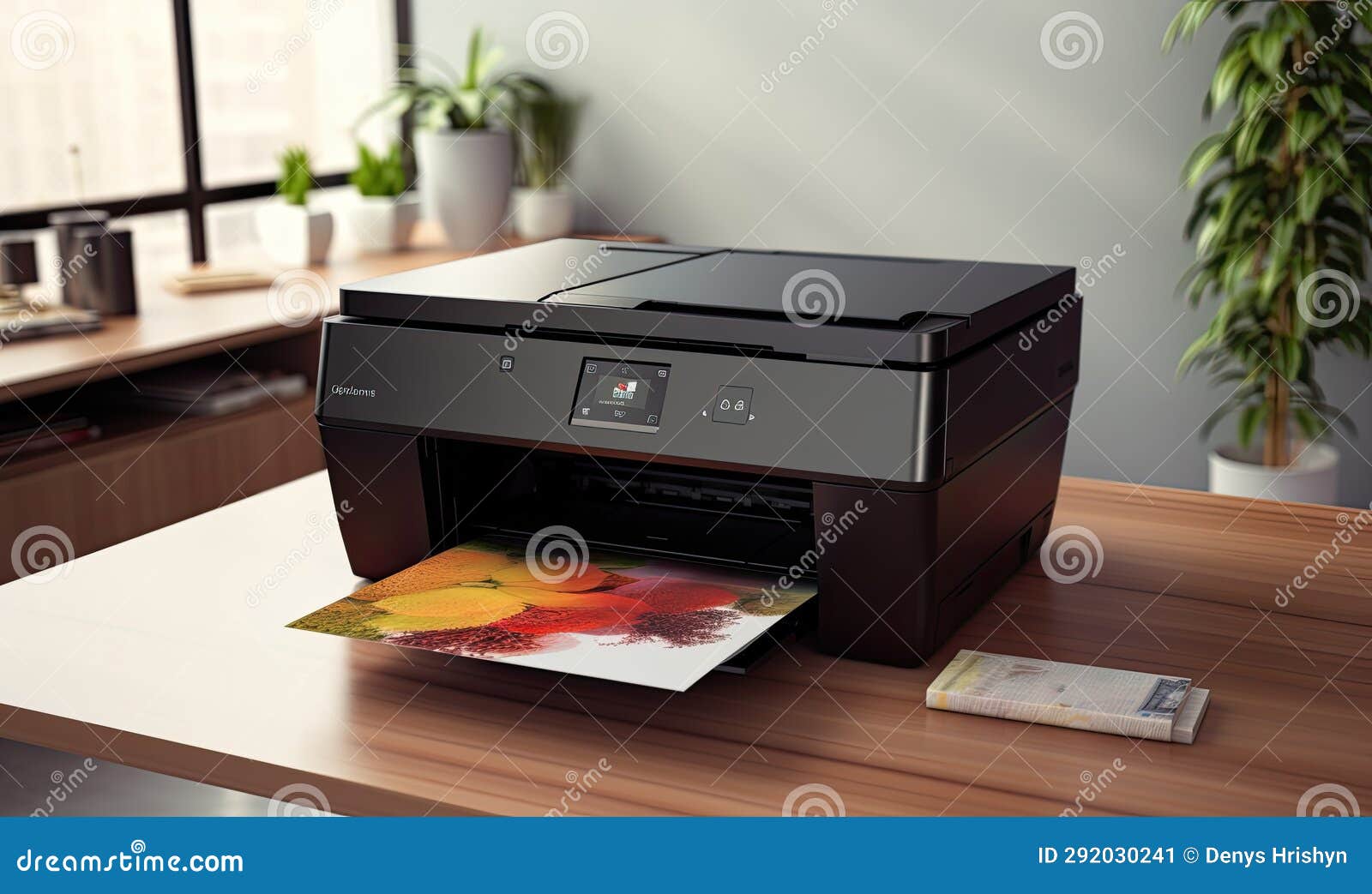 Photo of a Printer on a Table with Another Printer on Top Stock ...