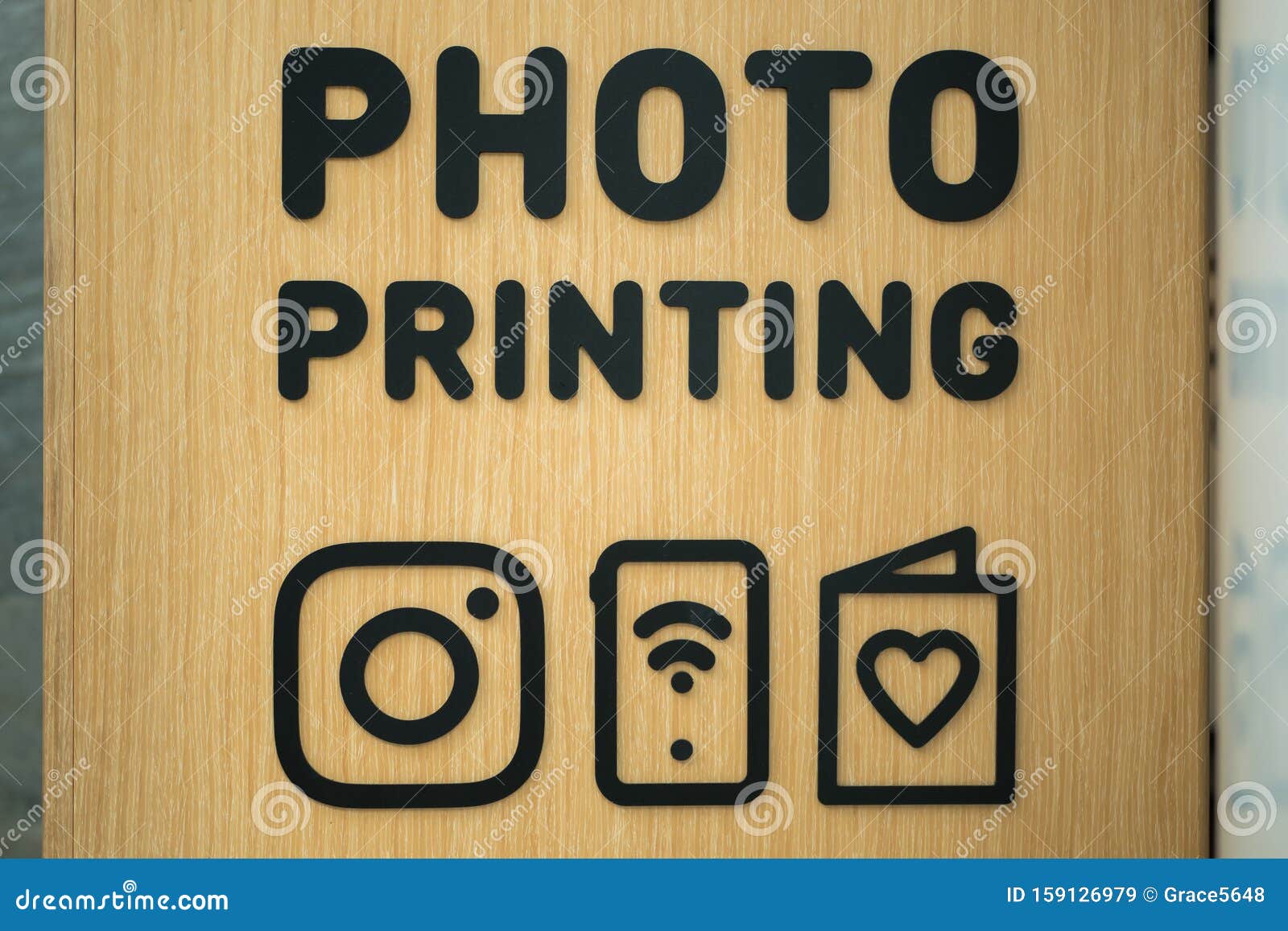 Photo printing sign stock image. Image of device, publishing - 159126979