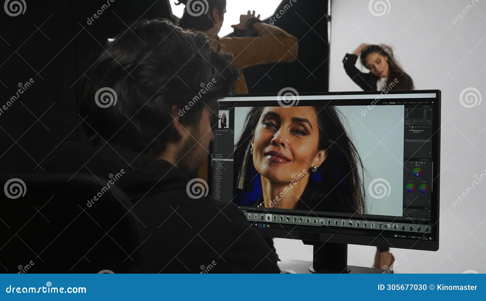 Backstage of Model and Professional Team in the Studio. Close Up of ...