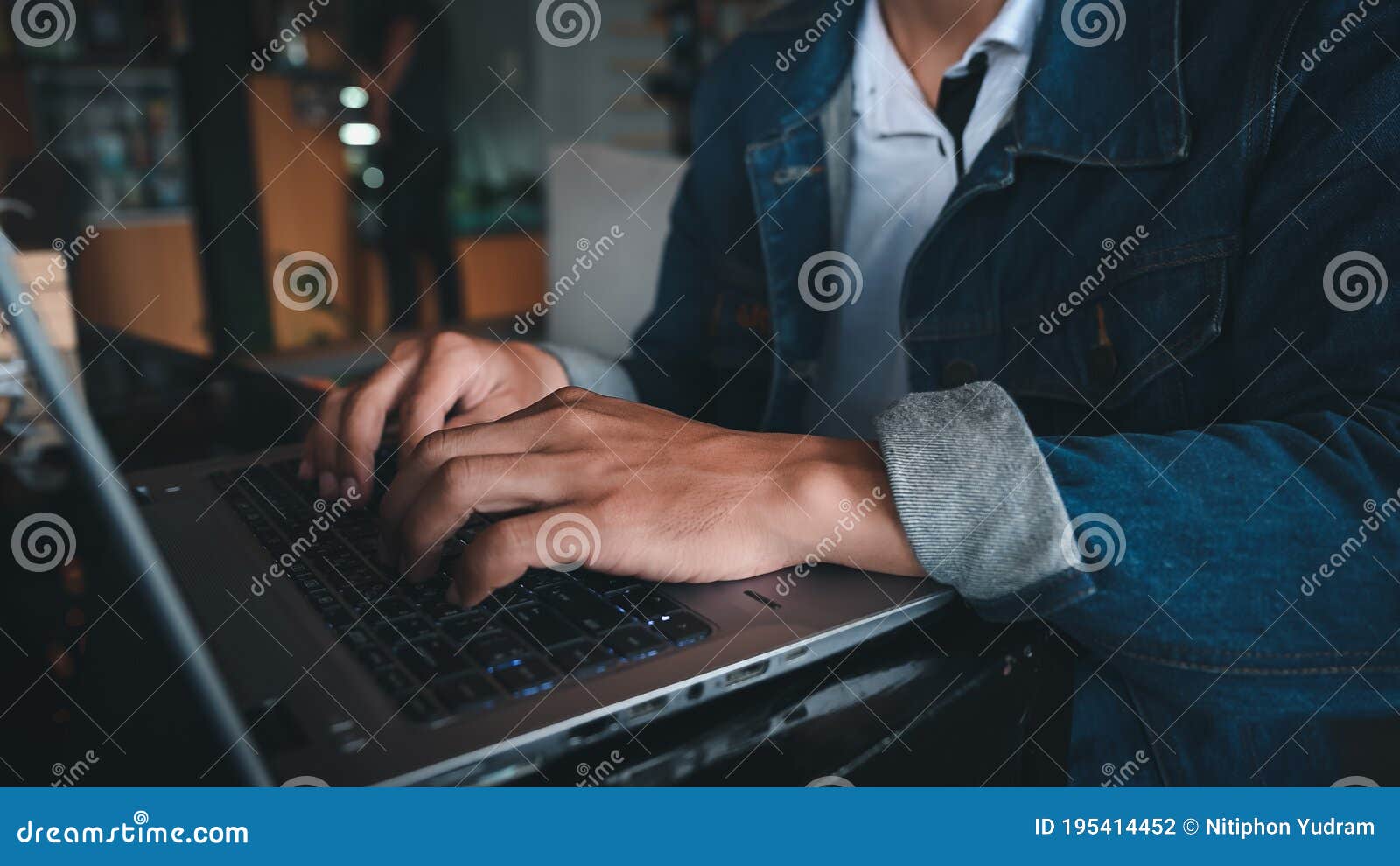 A Photo Punching into My Hand Typing on a Notebook Computer Keyboard ...