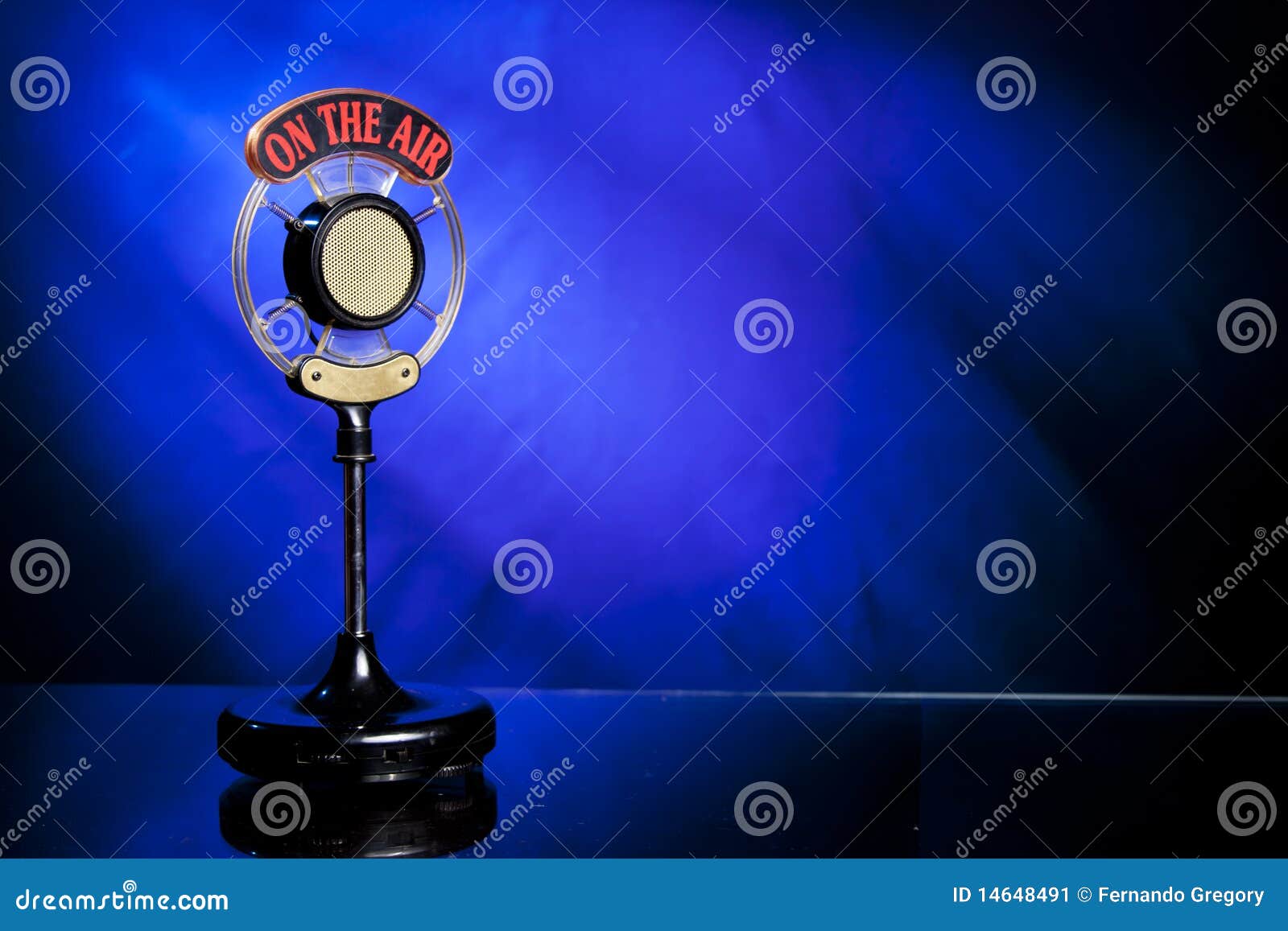 Photo of Radio Microphone on Blue Background Stock Image - Image of ...