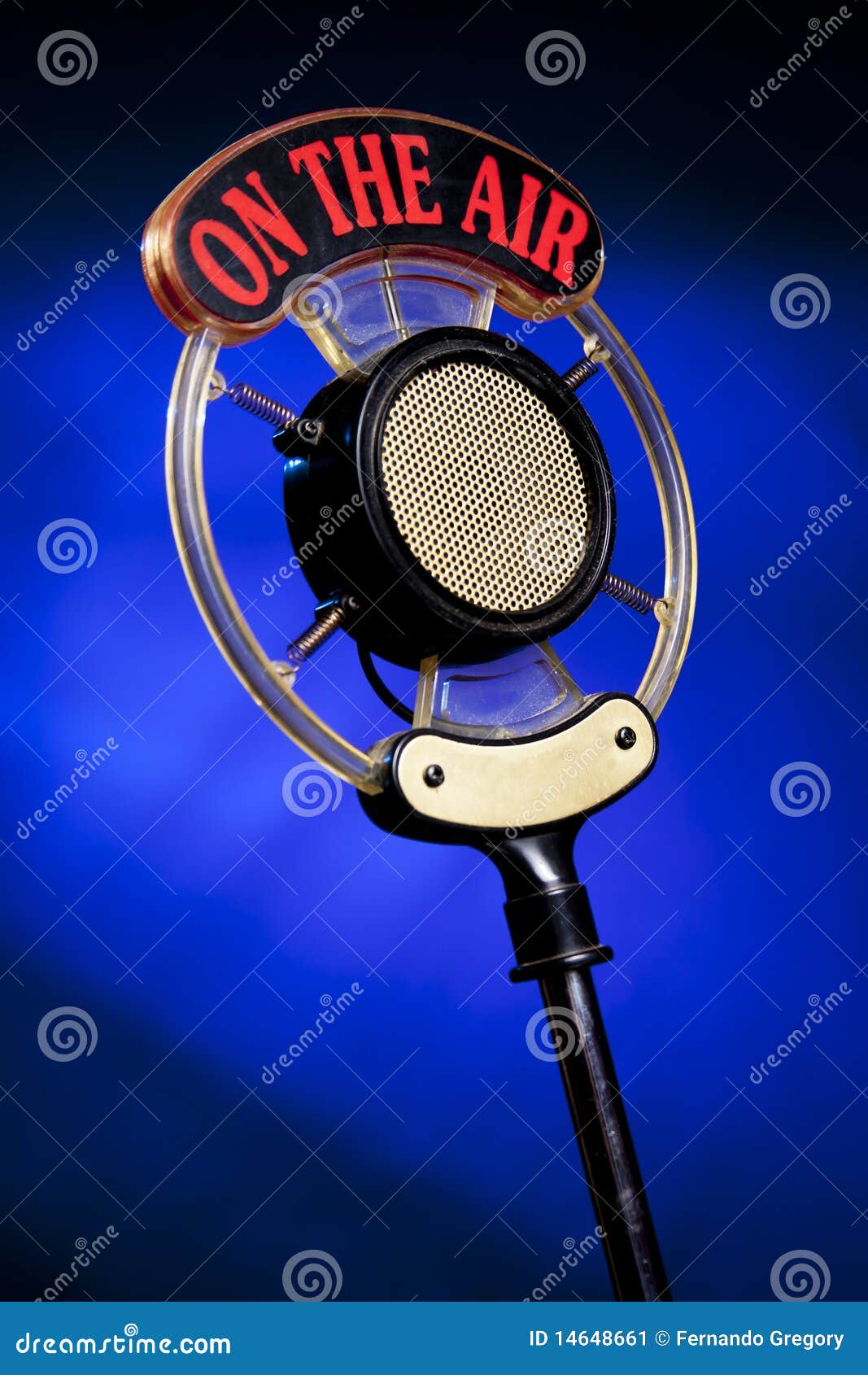 Photo of Radio Microphone on Blue Background Stock Image - Image of ...