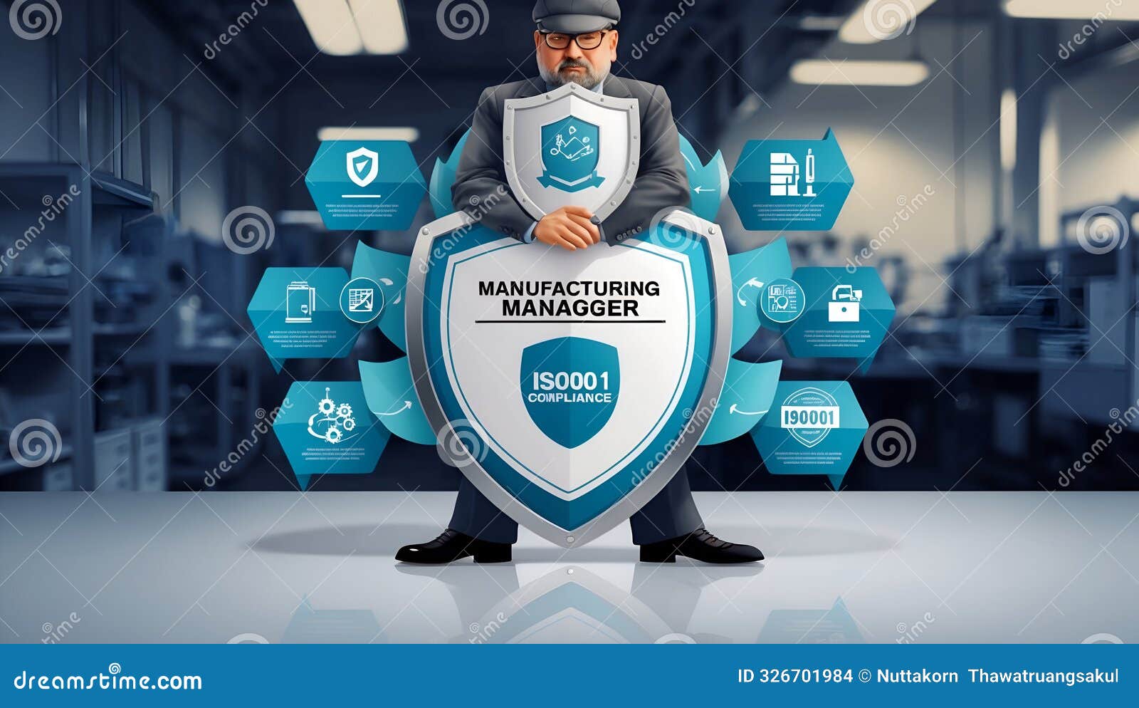 Photo Realistic As Manufacturing Manager with Process Flowchart and ... Photo Realistic As Manufacturing Manager with Process Flowchart and ...