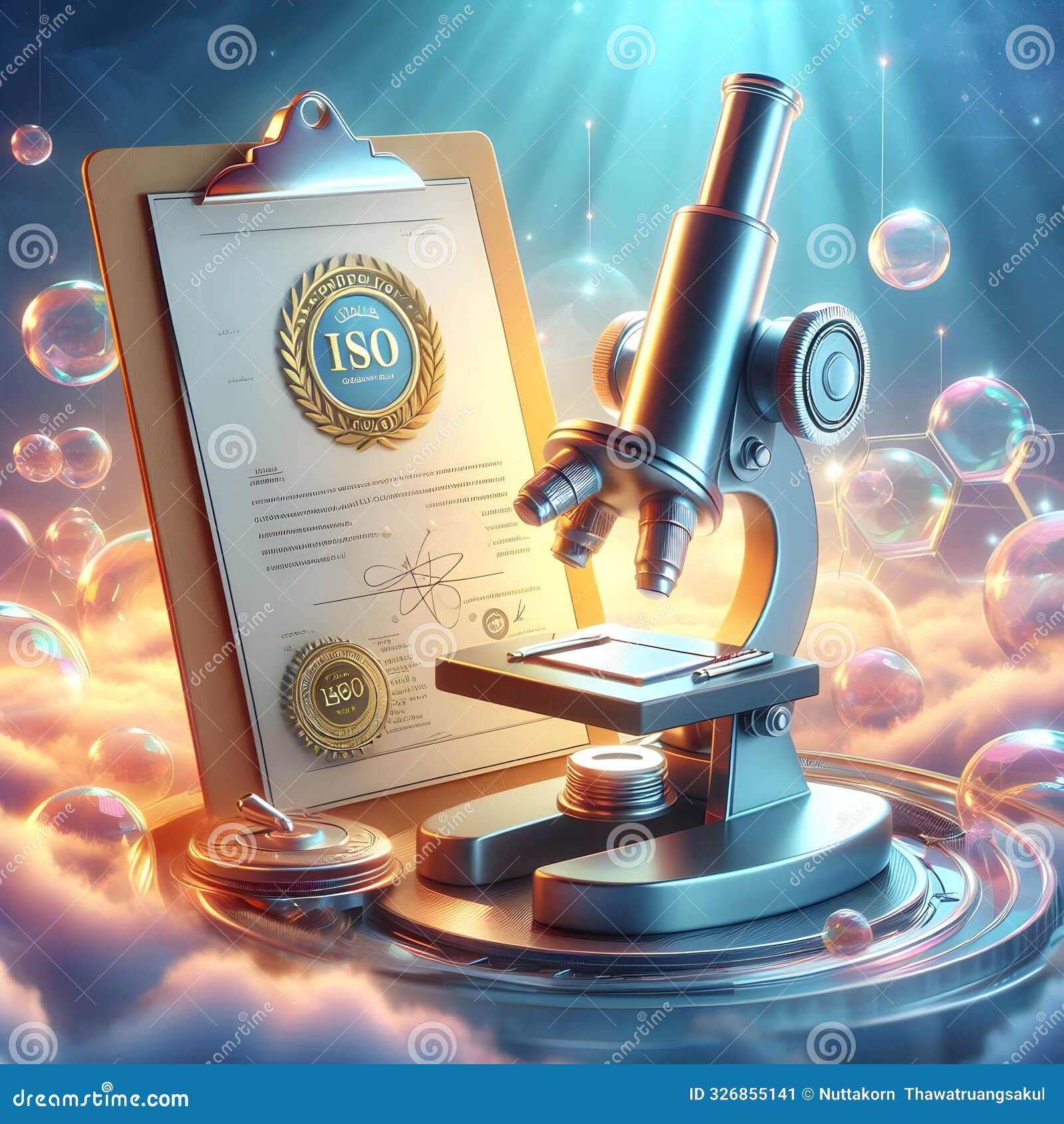 Photo Realistic As Microscope with Certificate and ISO Seal Concept As ...
