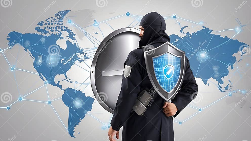 Photo Realistic As Network Security Engineer with Shield and Network ...