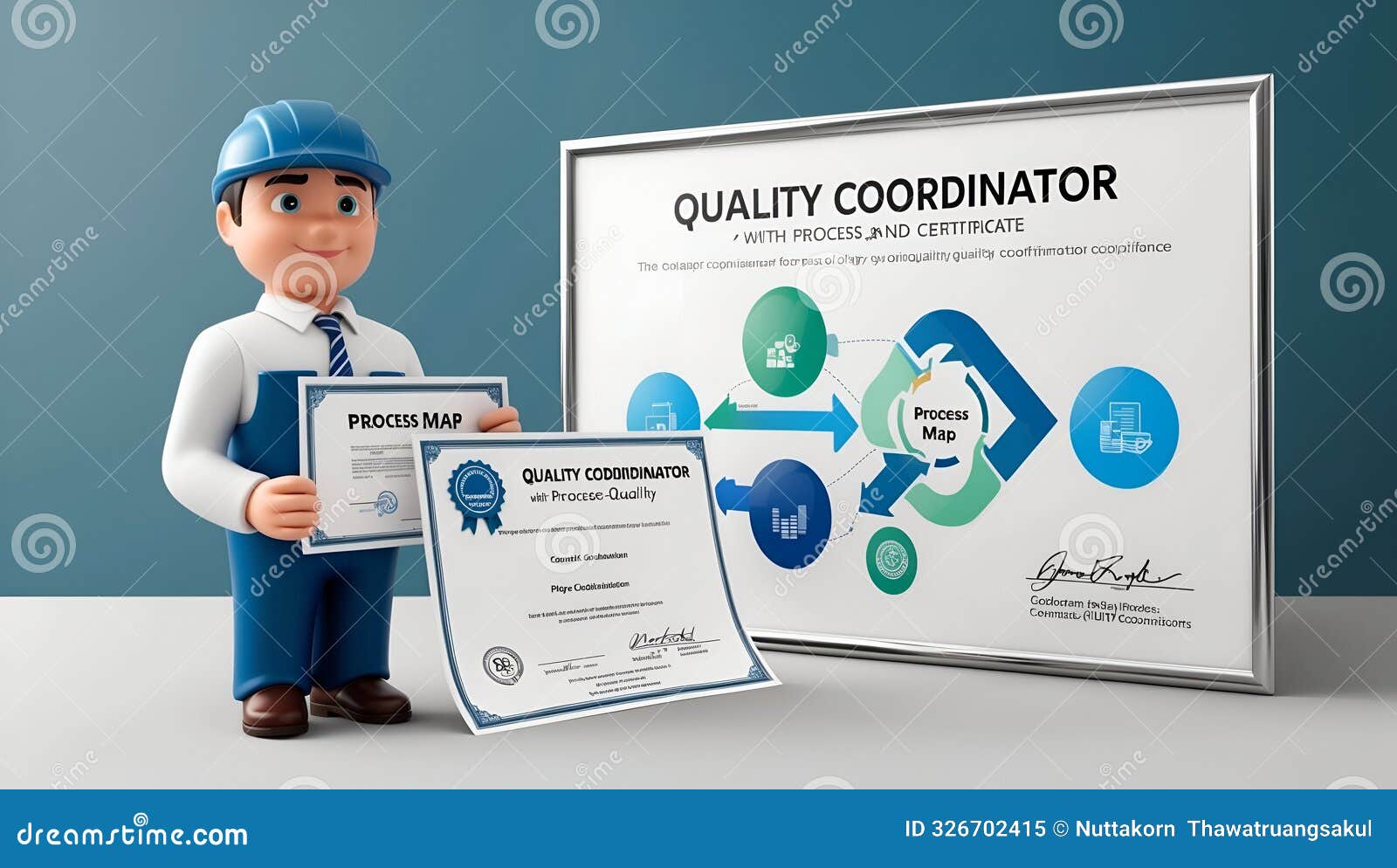 Photo Realistic As Quality Coordinator with Process Map and Certificate ...