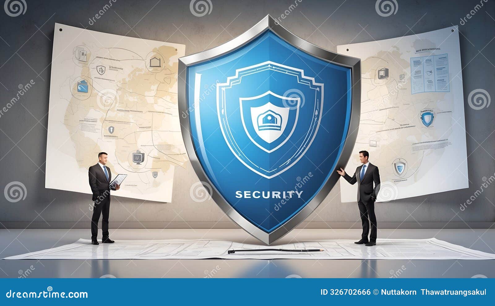 Photo Realistic As Security Consultant with Plan and Shield Concept As ...