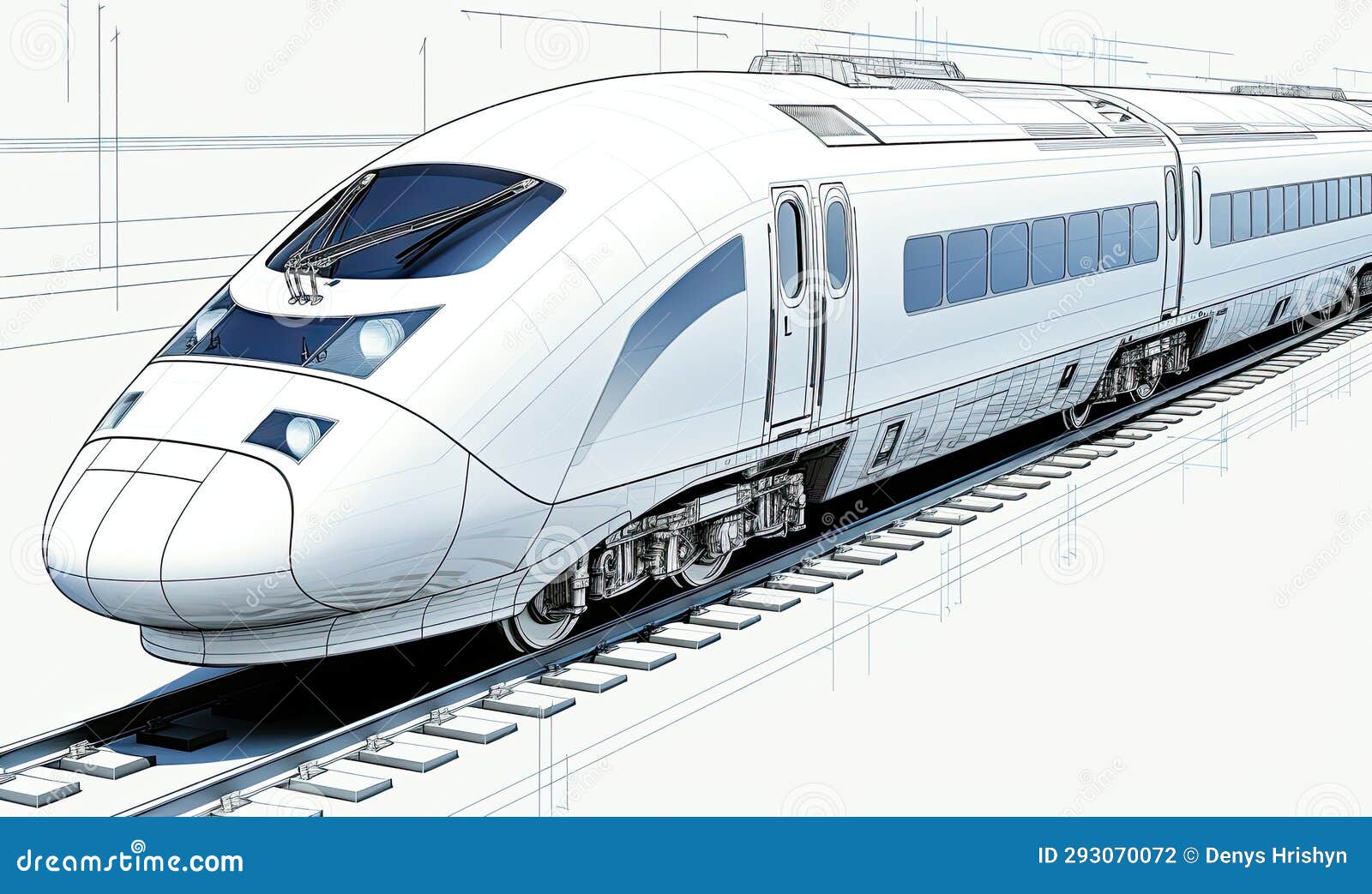 Photo of a Realistic Drawing of a Train on a Track Stock Illustration ...