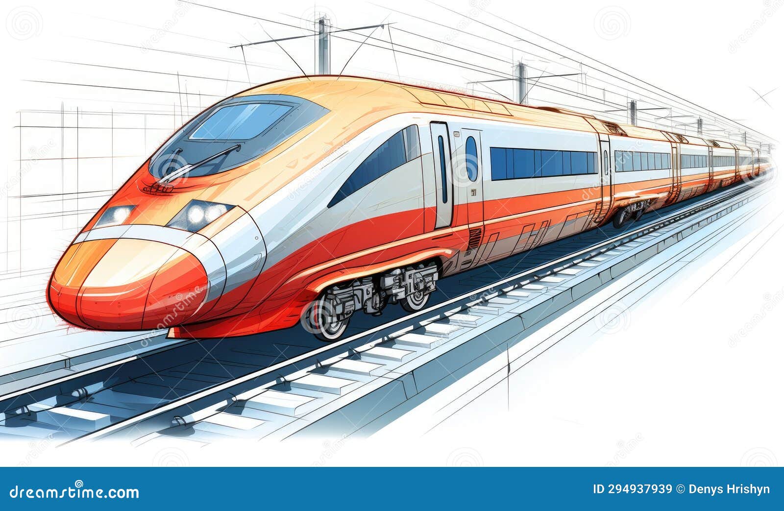 Photo of a Realistic Drawing of a Train on a Track Stock Image - Image ...