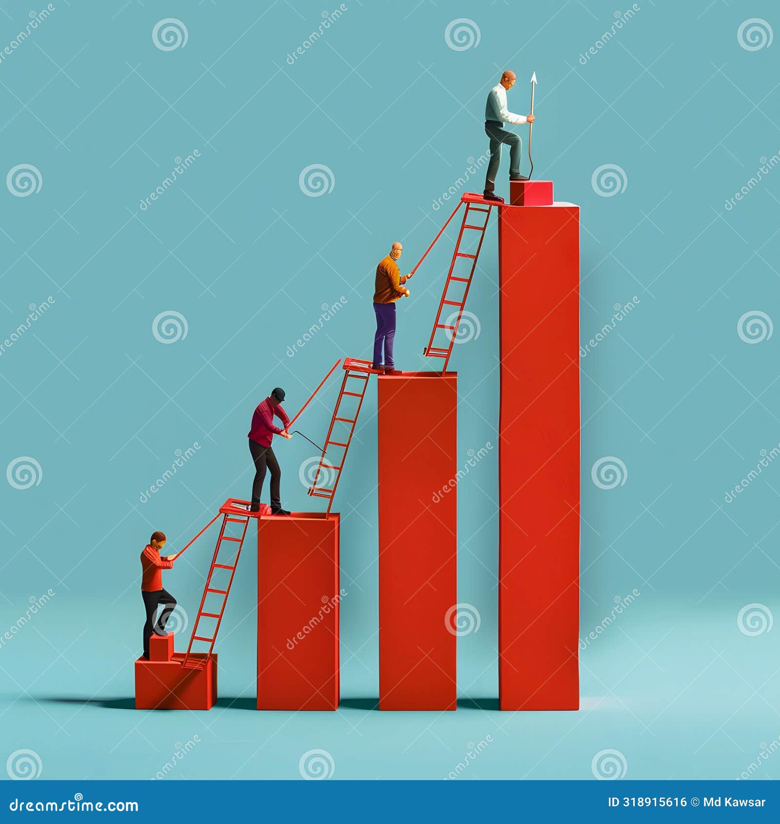 Dynamic Team Collaboration on Progress Graph, Ai Generated Stock ...
