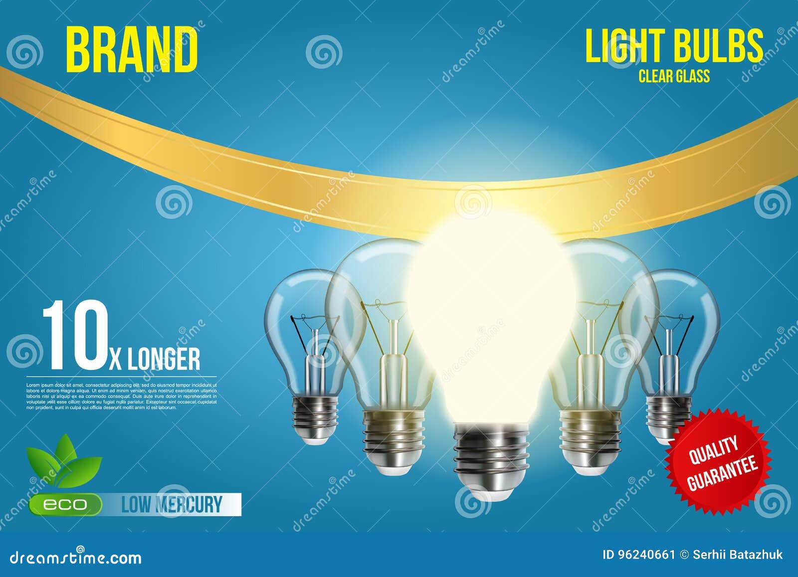Photo Realistic Light Bulb Advertising in Editable Vector Format. 3d ...