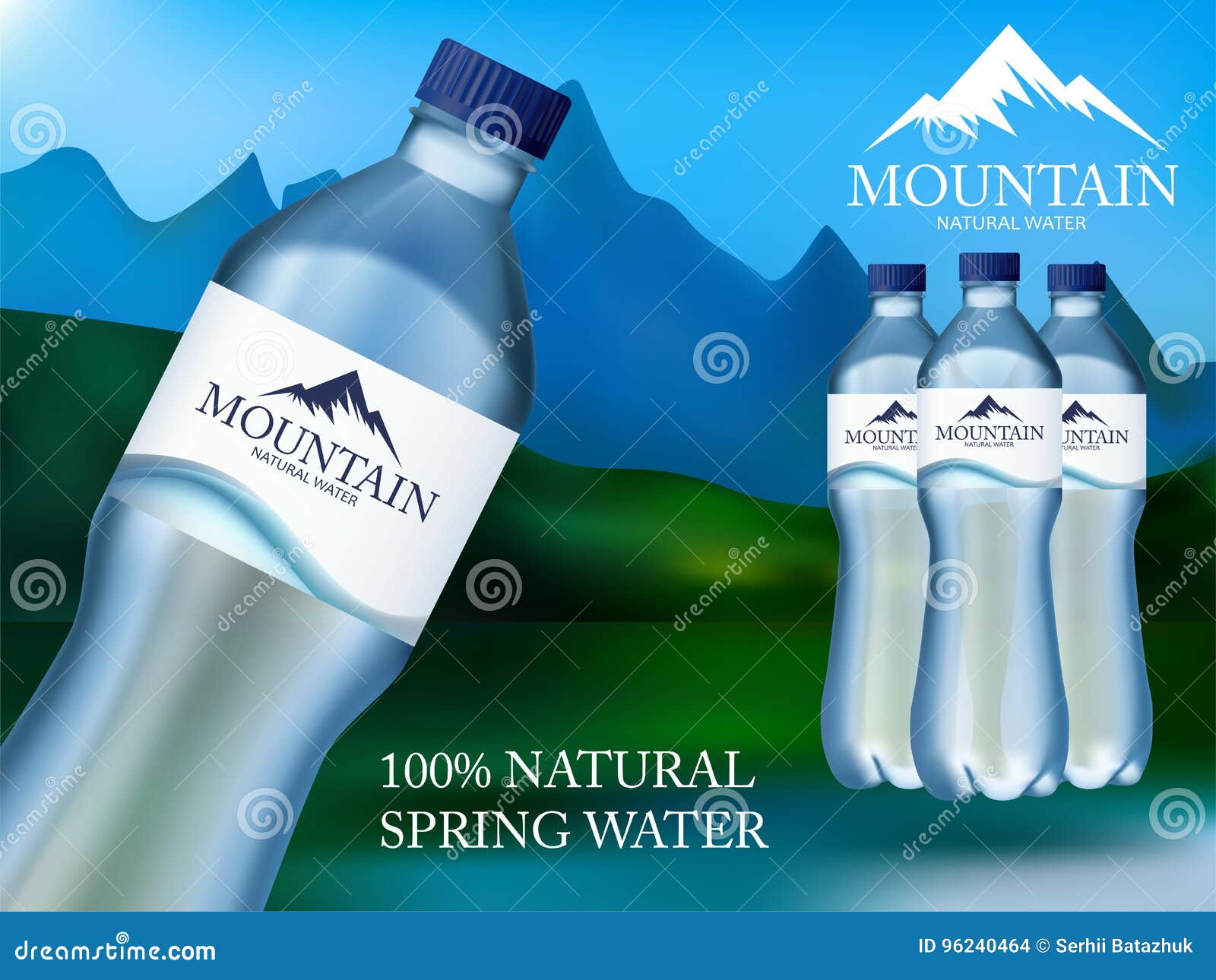 Photo Realistic Mineral Water in Plastic Bottle Advertising in Editable ...