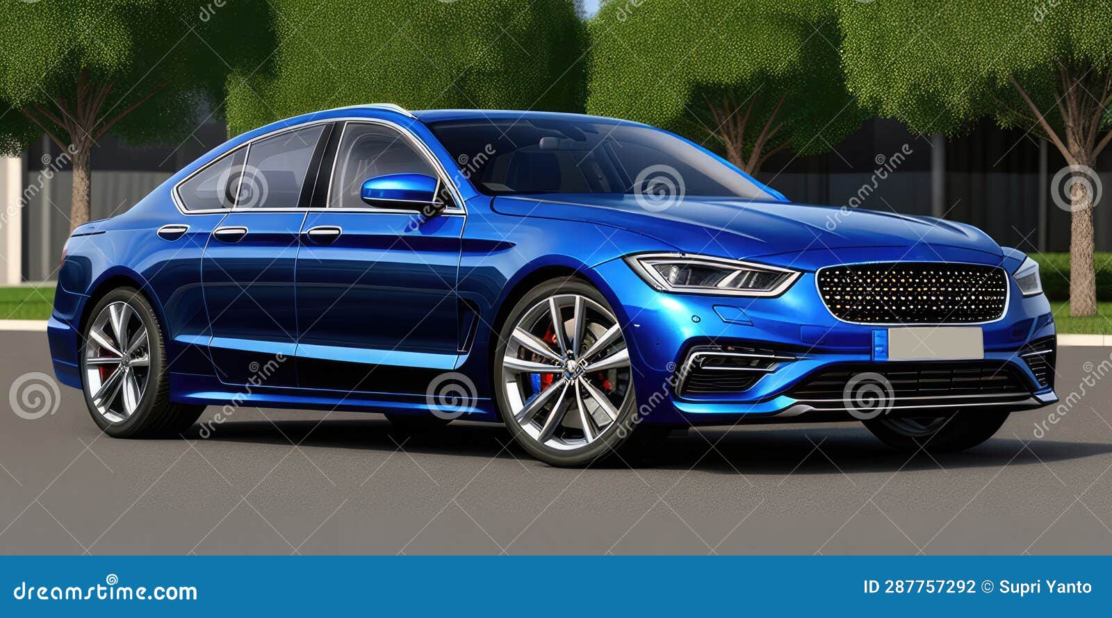 Photo Realistic Modern Blue Car Stock Illustration - Illustration of ...