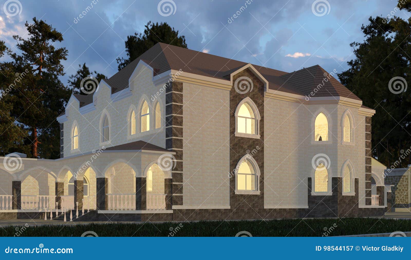 Building Photo Realistic Render 3D Illustration Stock Illustration ...
