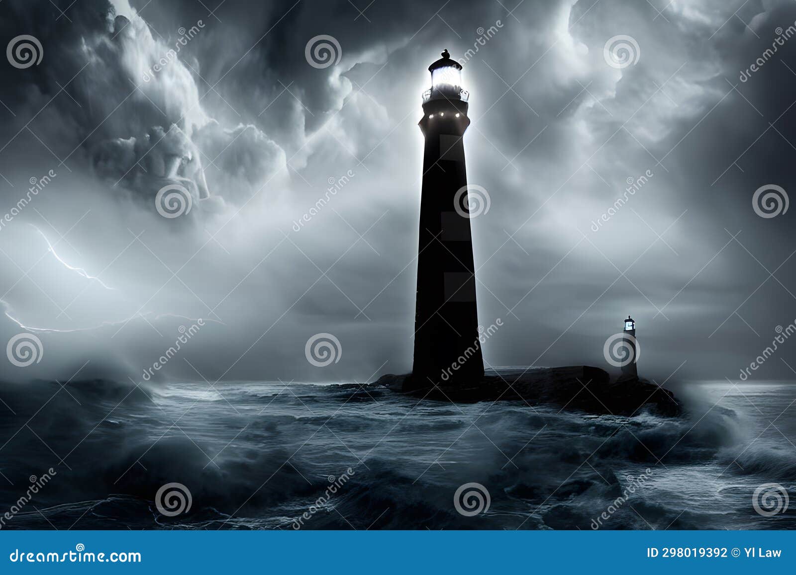 A Photo Realistic Scene of Lighthouse of Lost Souls Stock Illustration ...