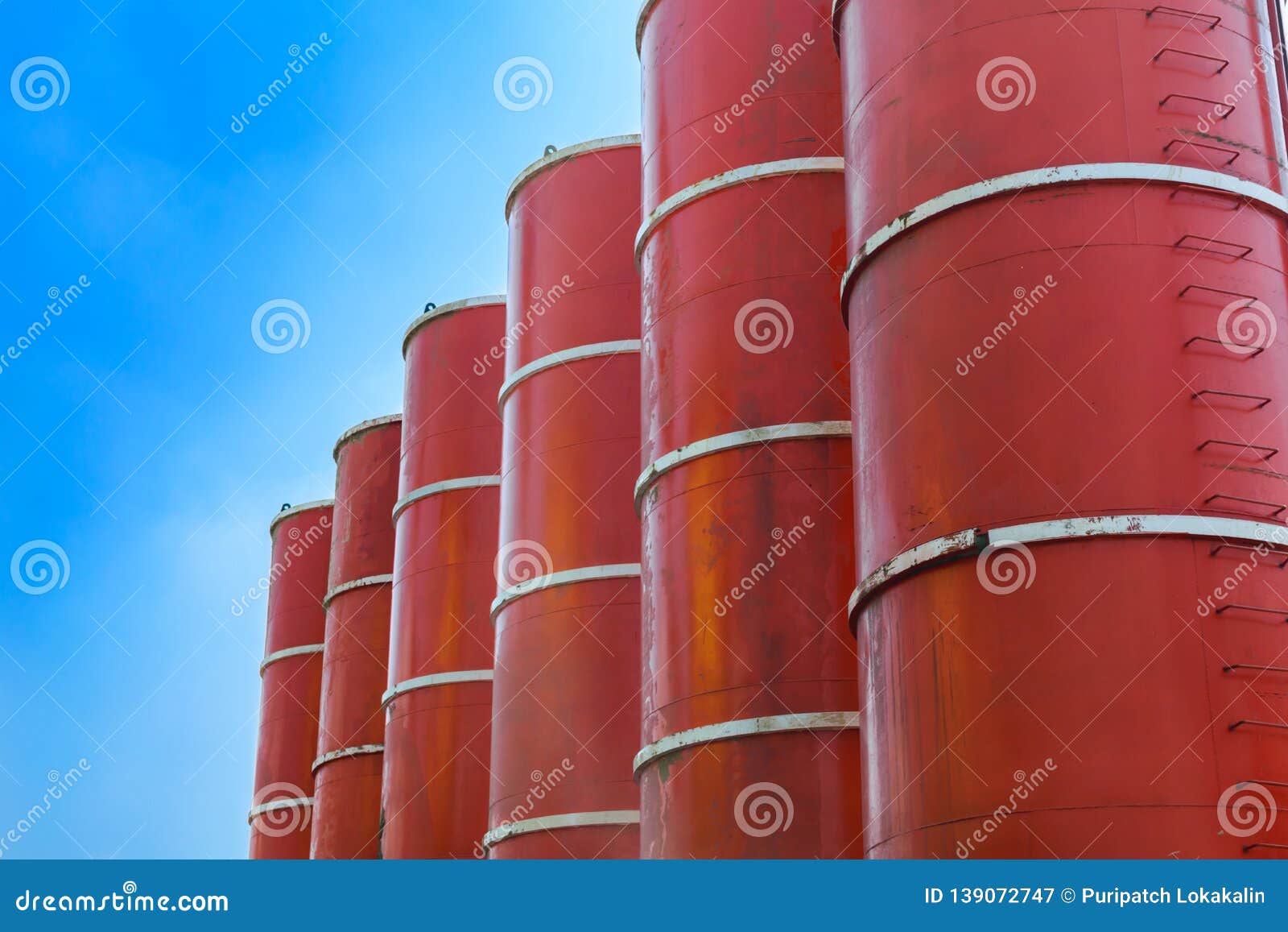 Red Pillars at Construction Site Stock Image - Image of color ...