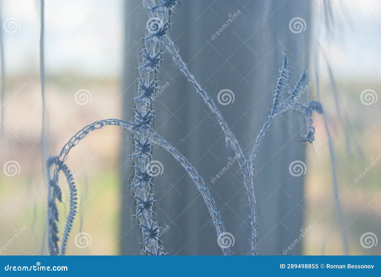 Photo of a Red Tulle on a Window with a Thread Pattern Stock Image ...