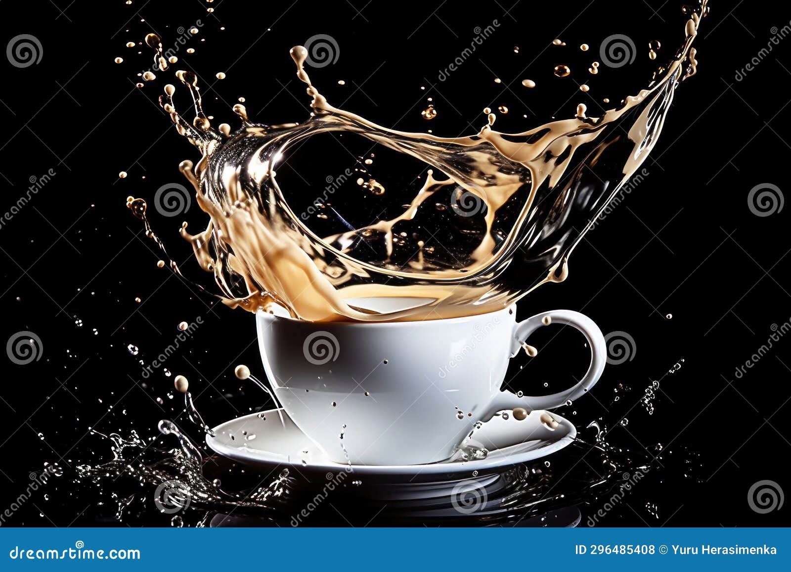 Photo of a Refreshing Cup of Coffee with a Splash of Water for Added ...