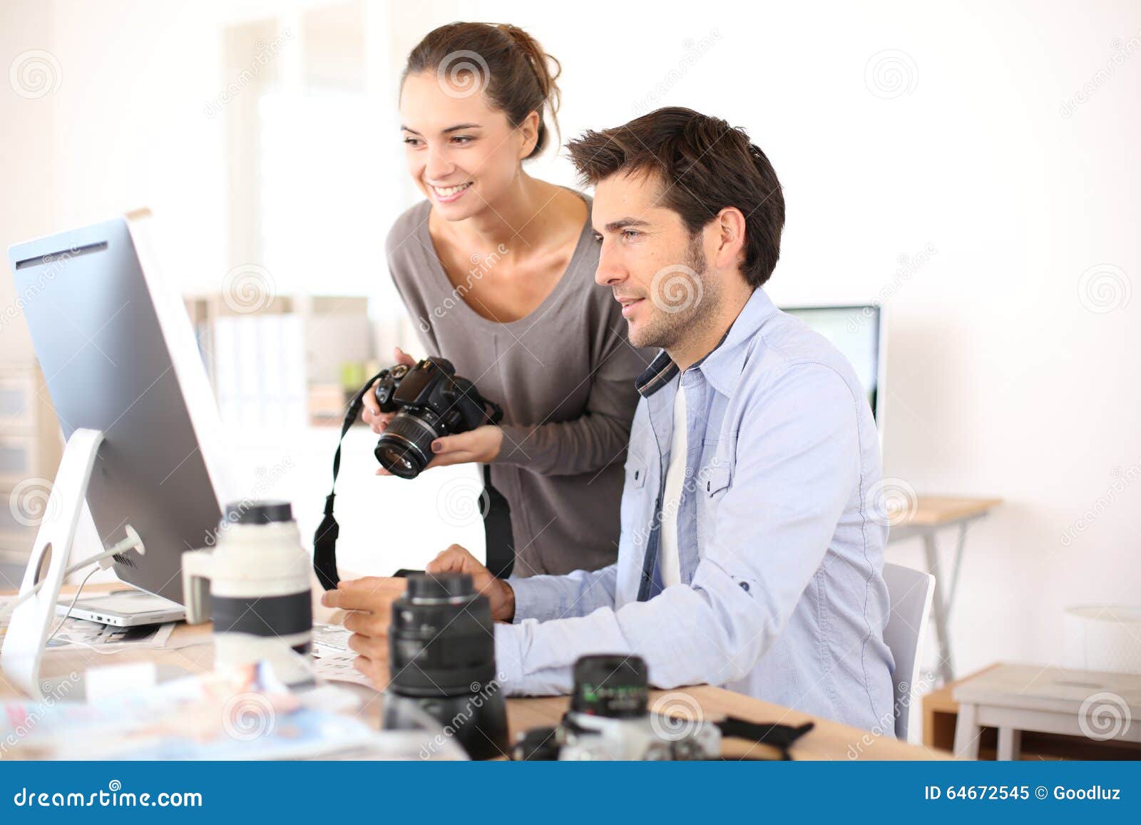 Photo Reporters Working on Computer Stock Image - Image of computer ...