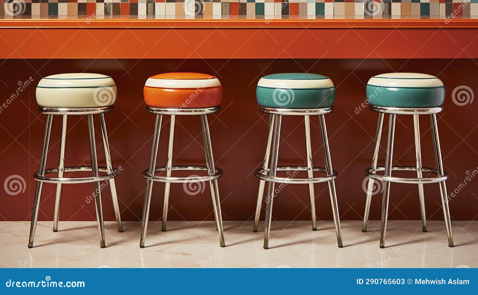 A Photo of a Retro - Inspired Bar Stools Stock Illustration ...