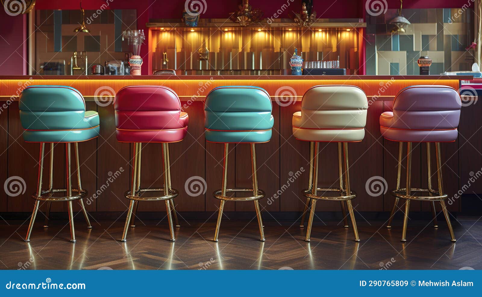 A Photo of a Retro - Inspired Bar Stools Stock Illustration ...
