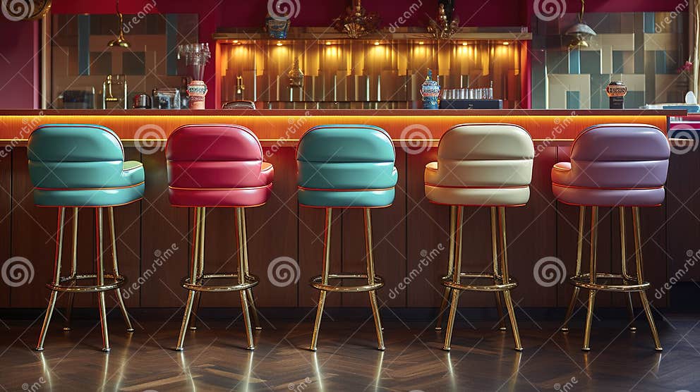 A Photo of a Retro - Inspired Bar Stools Stock Illustration ...