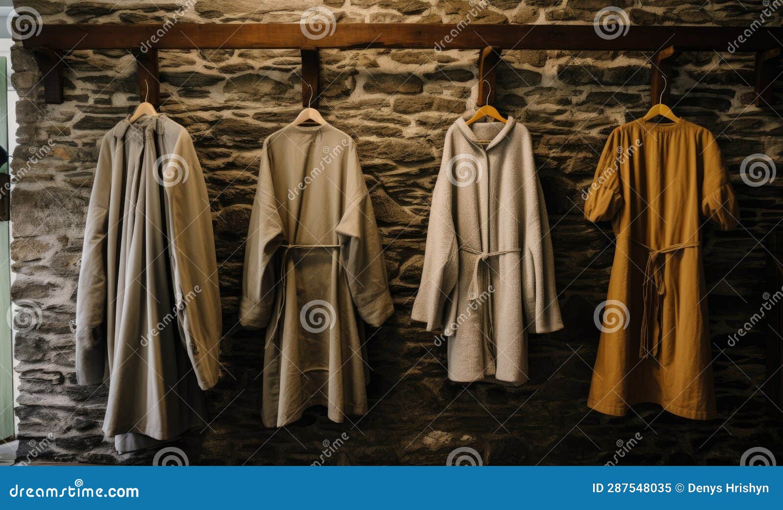 Photo of Robes Hanging on Stone Wall Stock Illustration - Illustration ...