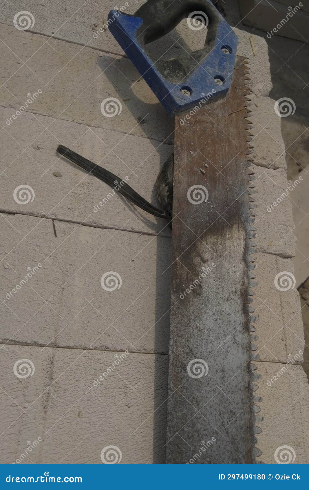 Photo of a Rough Saw Cutting Tool Used To Cut Light Bricks Manually ...